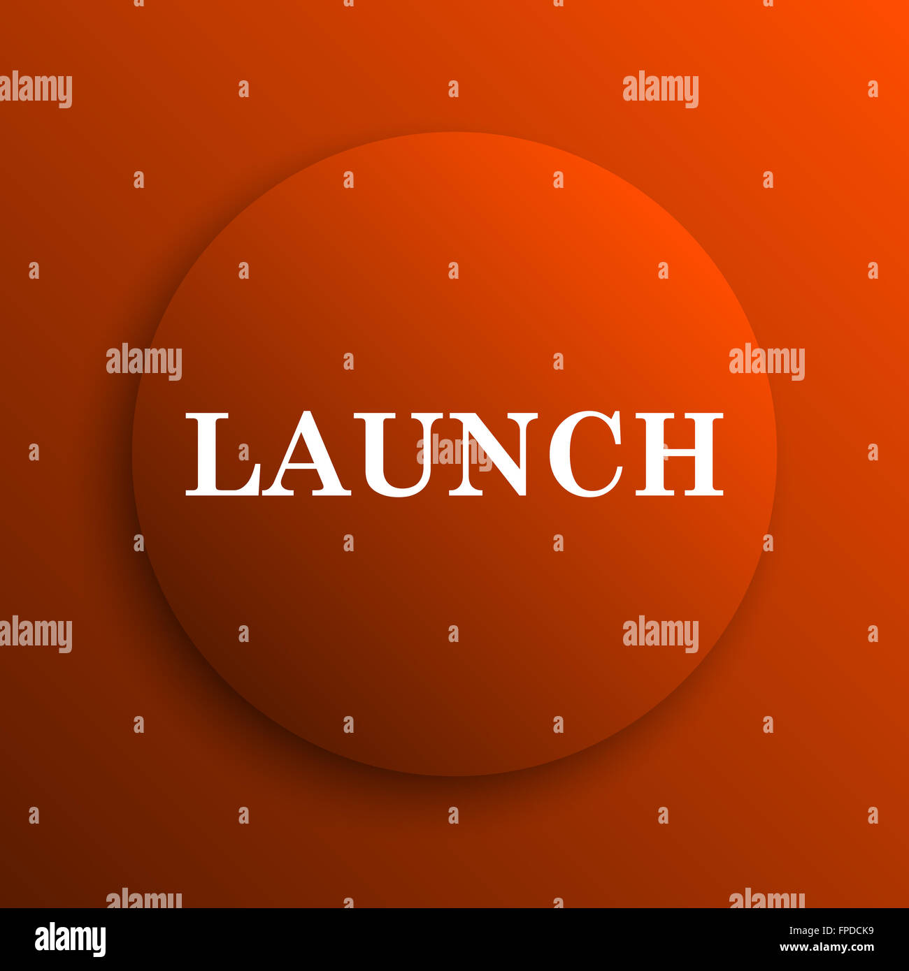 Launch icon. Internet button on orange background Stock Photo - Alamy
