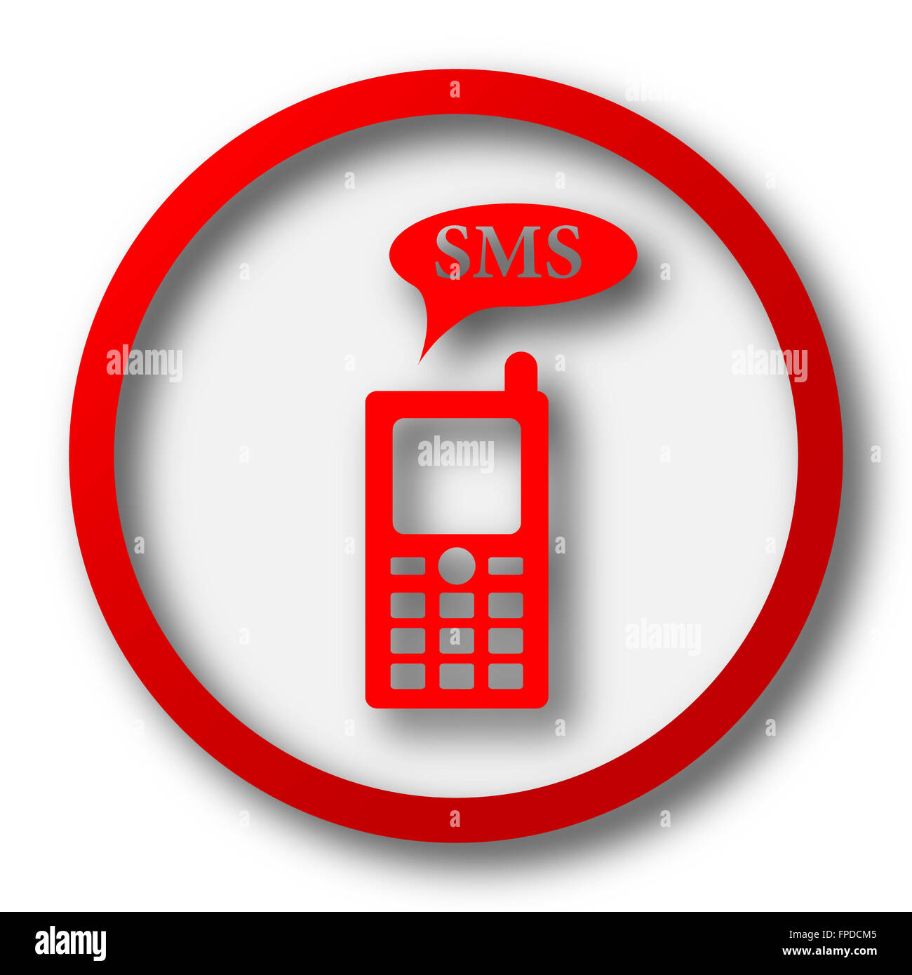 SMS icon. Internet button on white background Stock Photo - Alamy