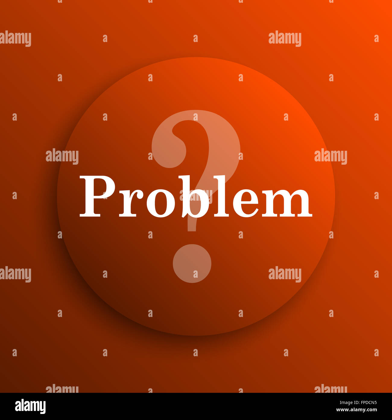 Problem icon. Internet button on orange background Stock Photo - Alamy