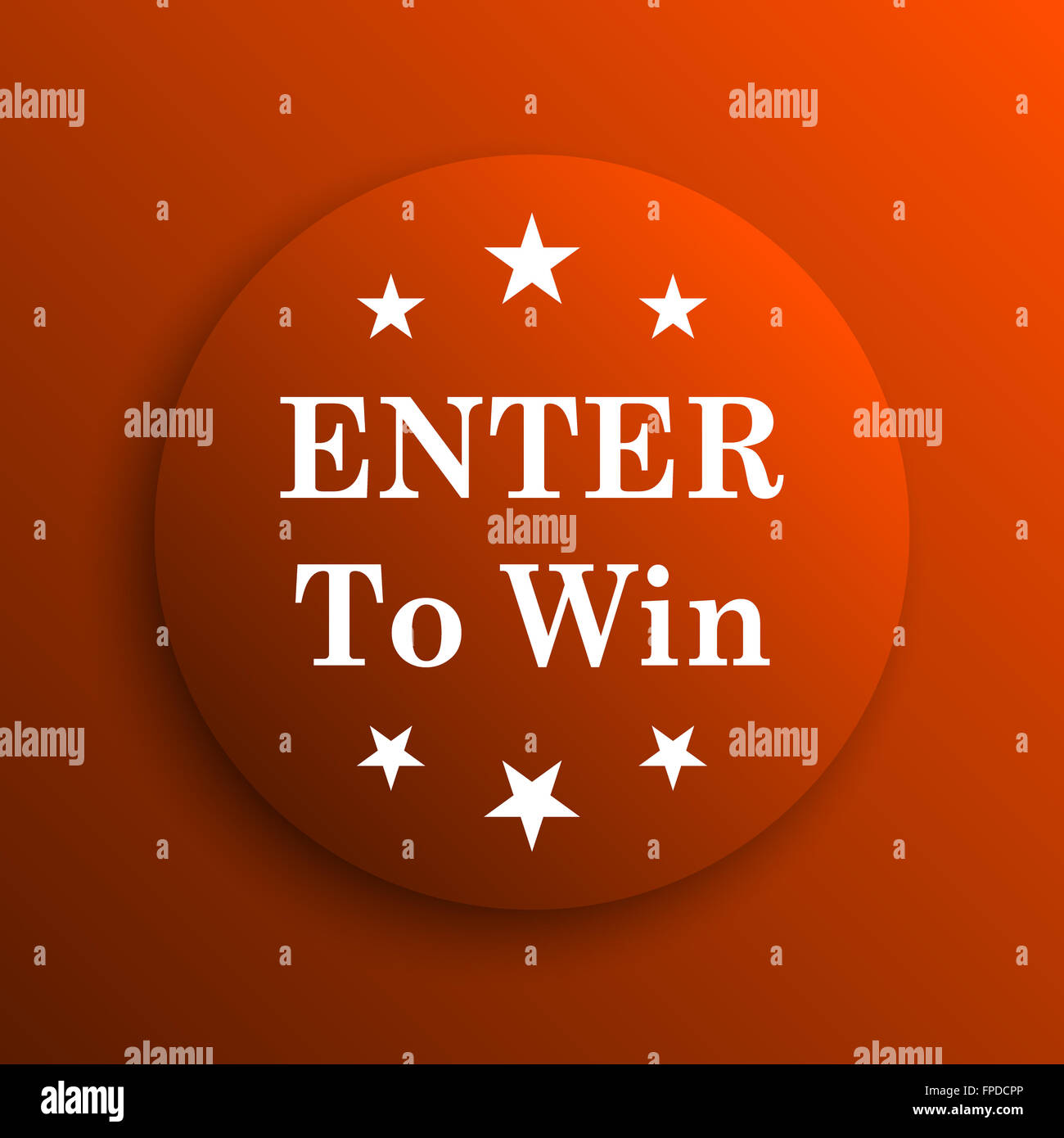 Enter to win icon. Internet button on orange background Stock Photo - Alamy