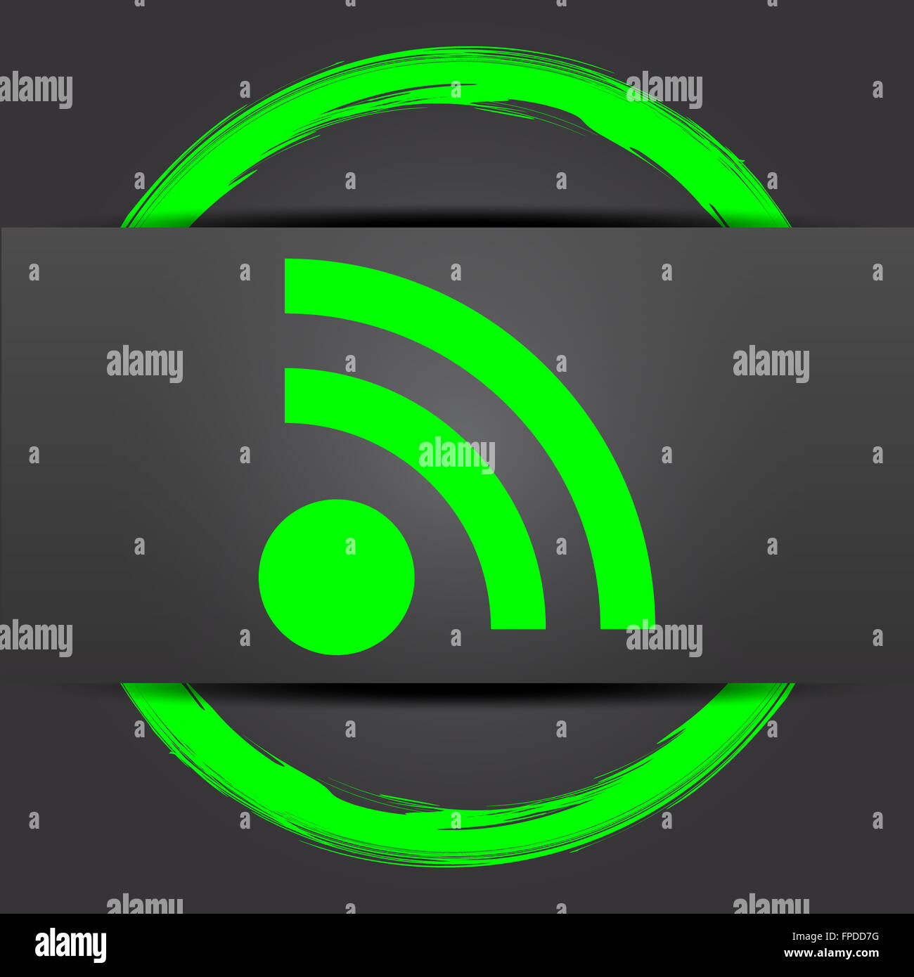 Rss sign icon. Internet button with green on grey background Stock ...