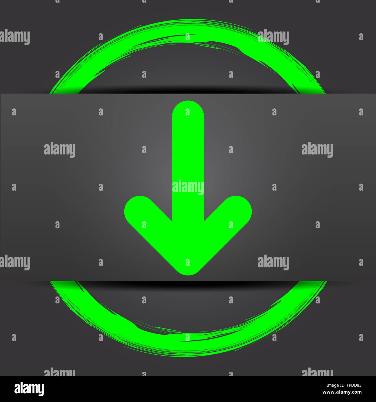 Down arrow icon. Internet button with green on grey background Stock ...