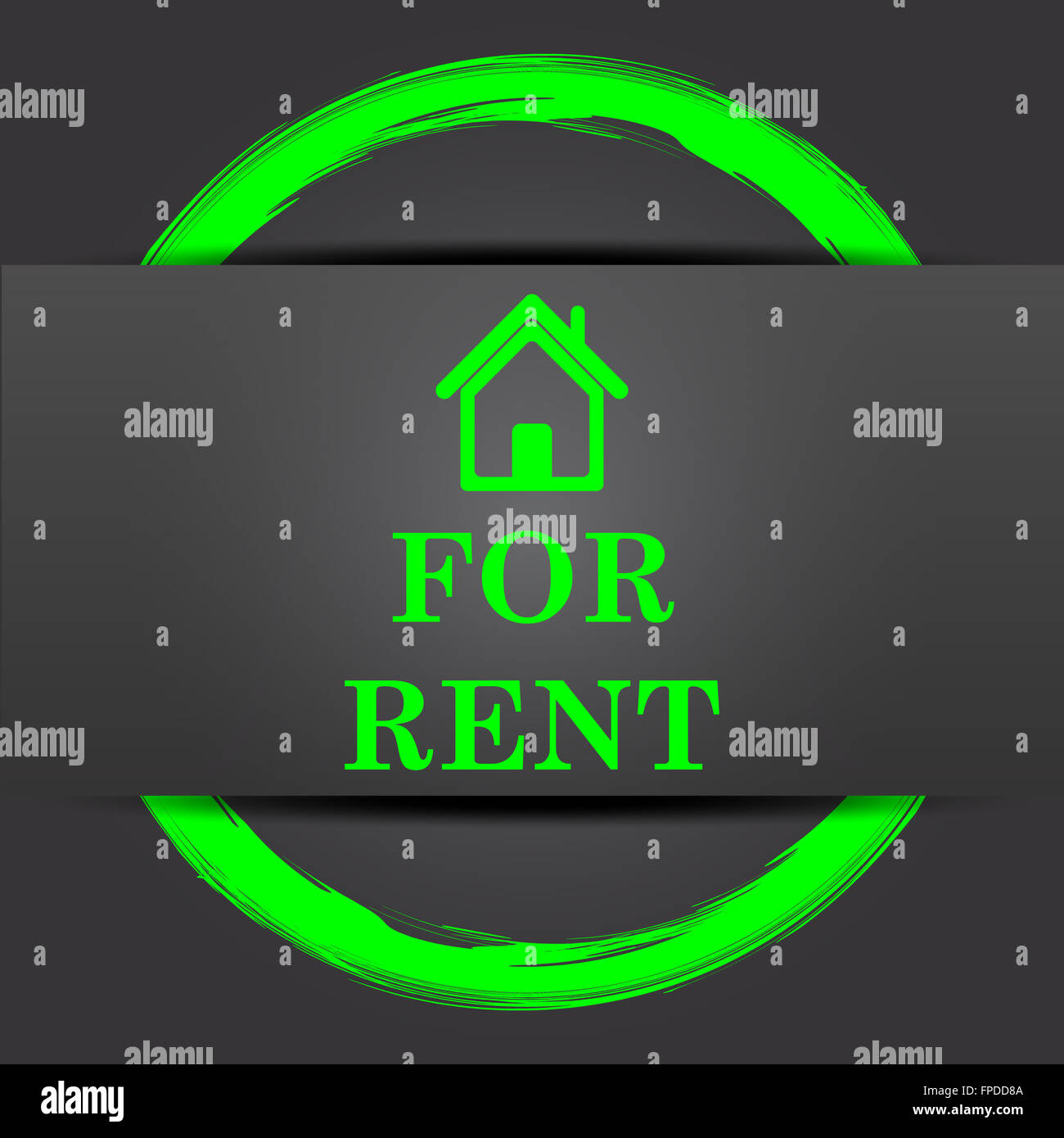 For rent icon. Internet button with green on grey background Stock ...
