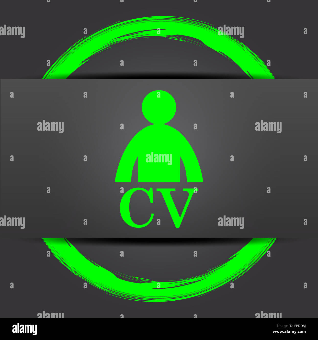 CV icon. Internet button with green on grey background Stock Photo - Alamy