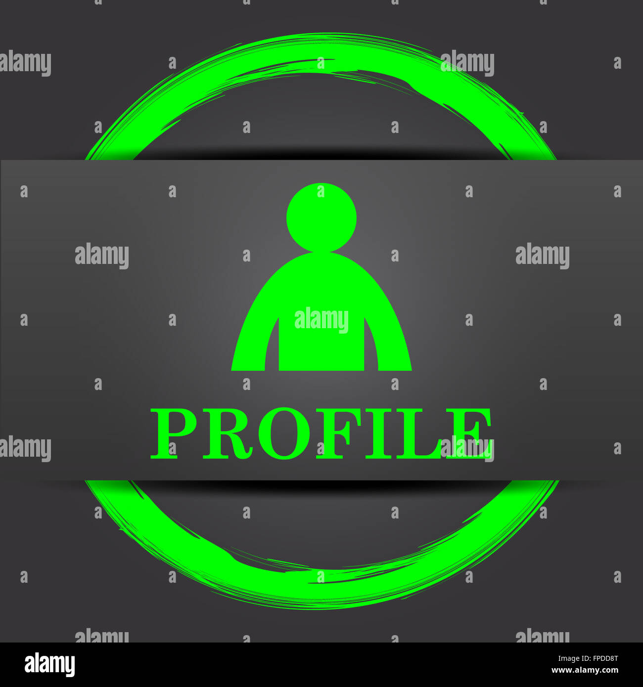 Profile icon. Internet button with green on grey background Stock Photo ...