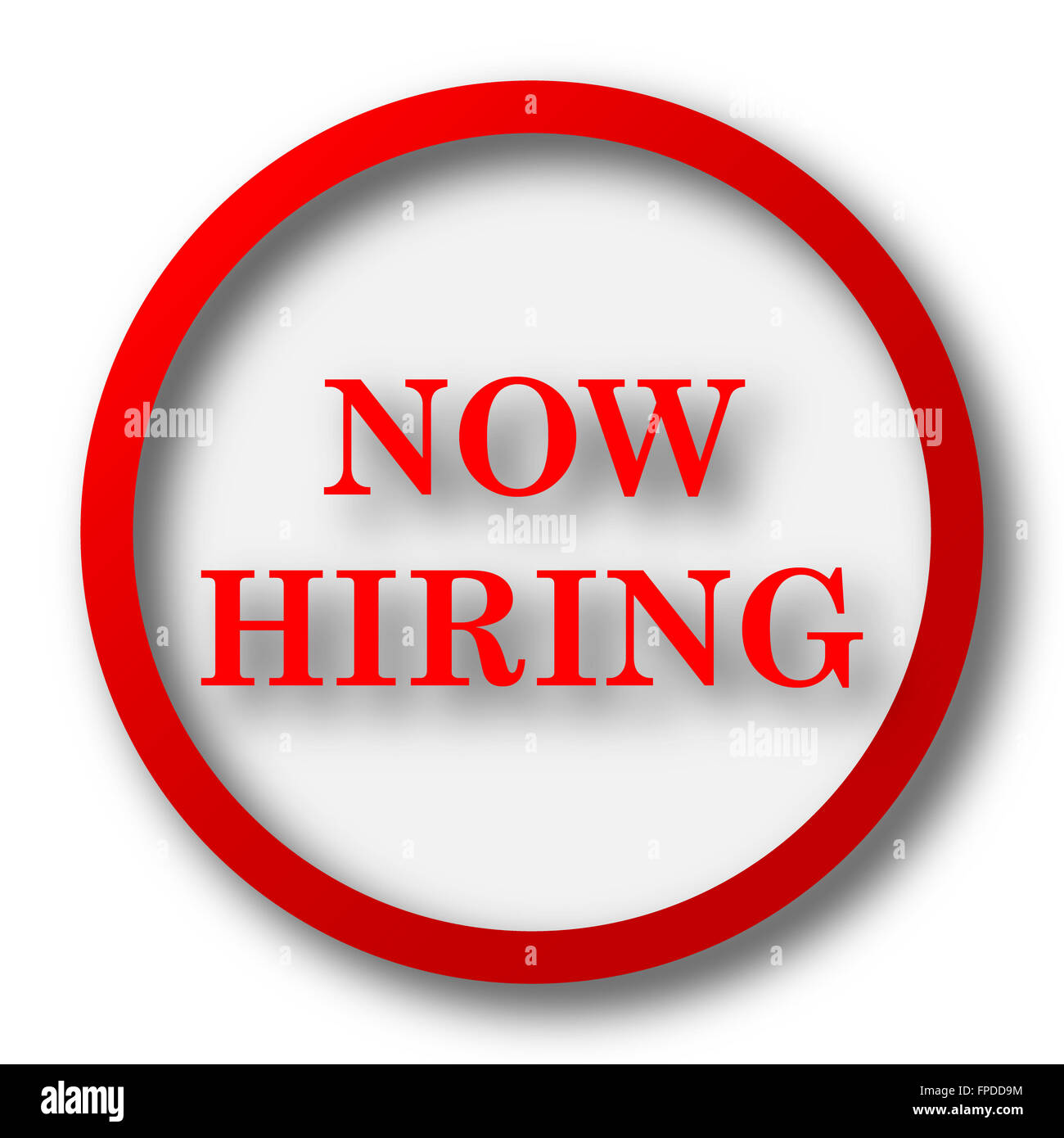 Now hiring icon. Internet button on white background Stock Photo - Alamy