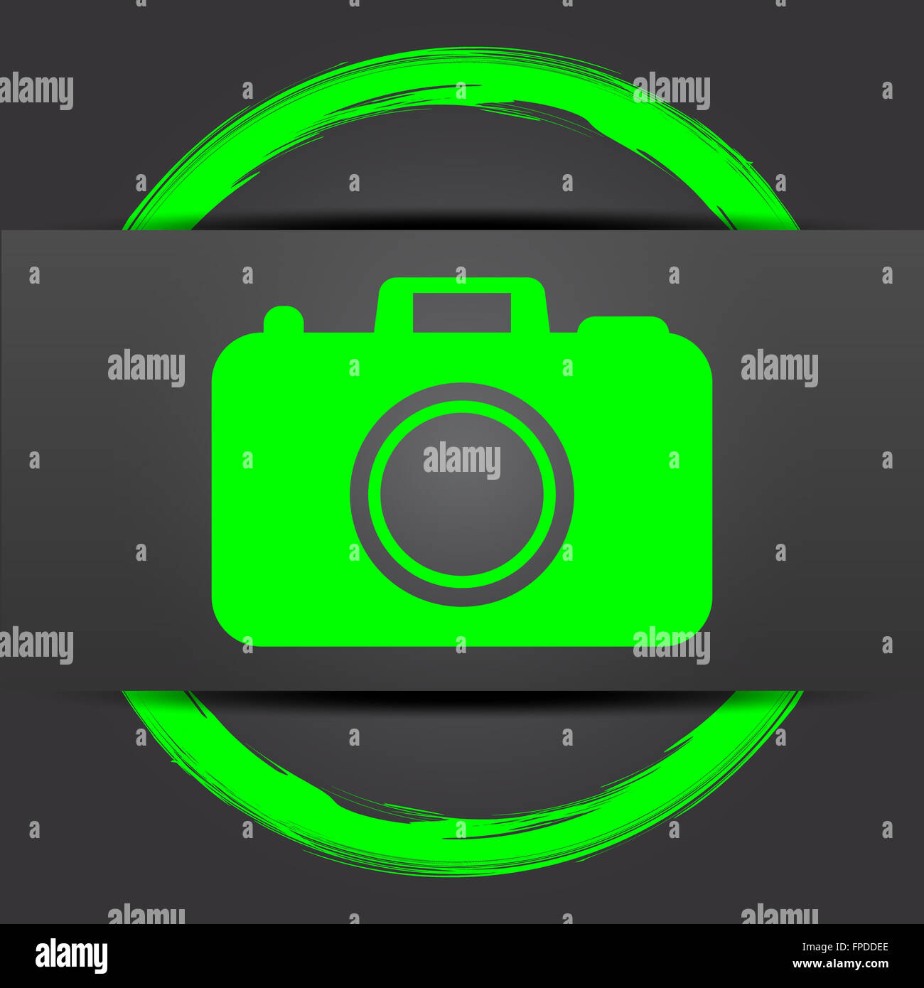 Photo camera icon. Internet button with green on grey background Stock ...