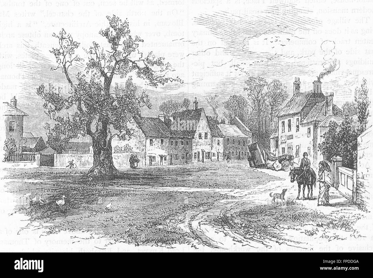 SURREY: Stanwell village green, antique print 1888 Stock Photo - Alamy