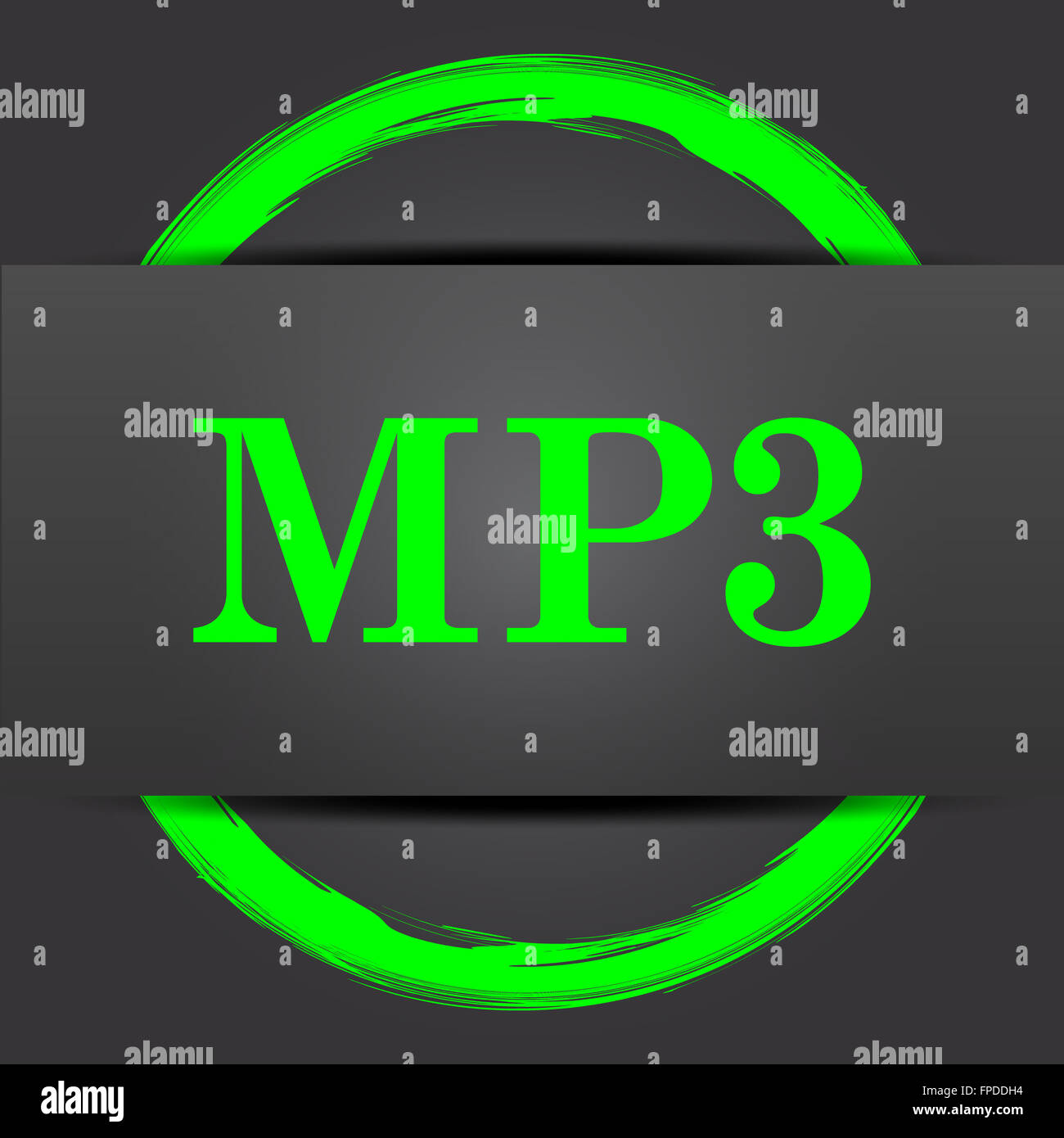 MP3 icon. Internet button with green on grey background Stock Photo - Alamy