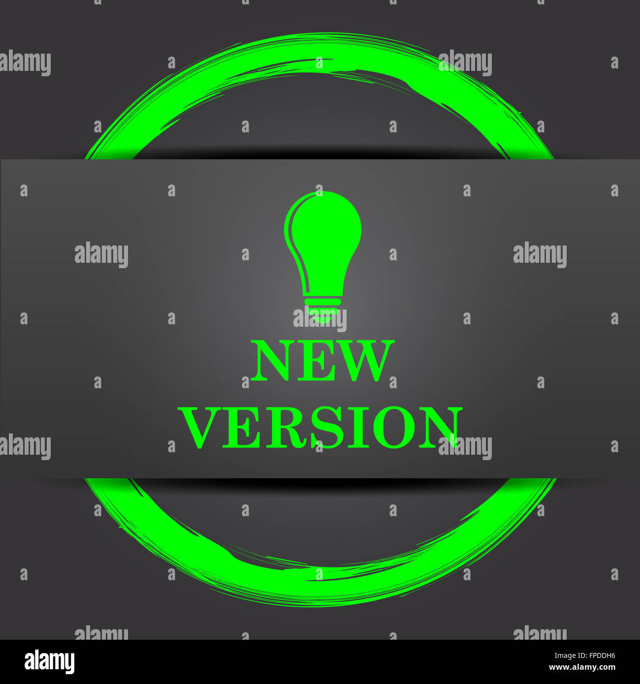 New version icon. Internet button with green on grey background Stock ...