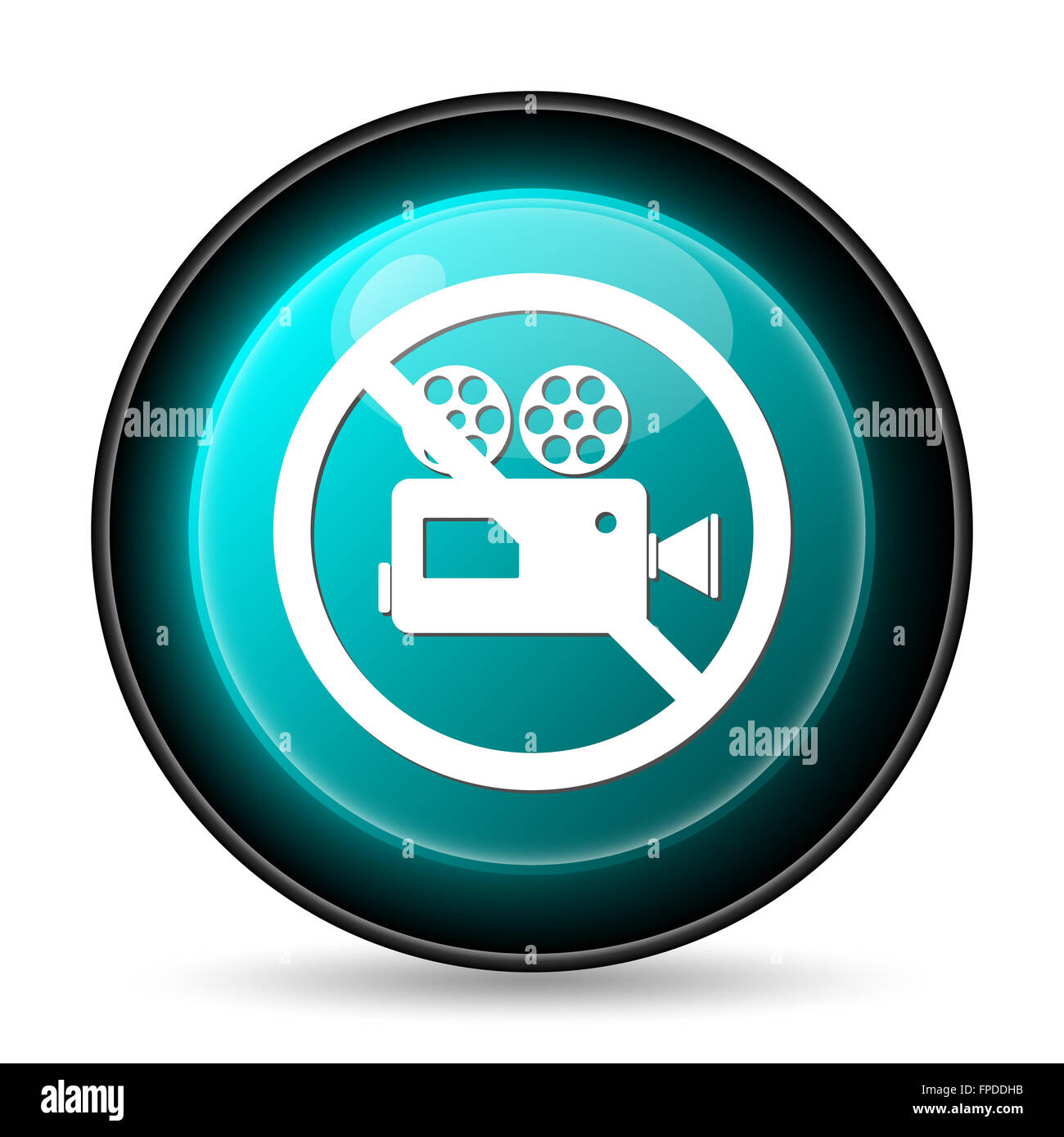 Forbidden video camera icon. Internet button on white background Stock ...