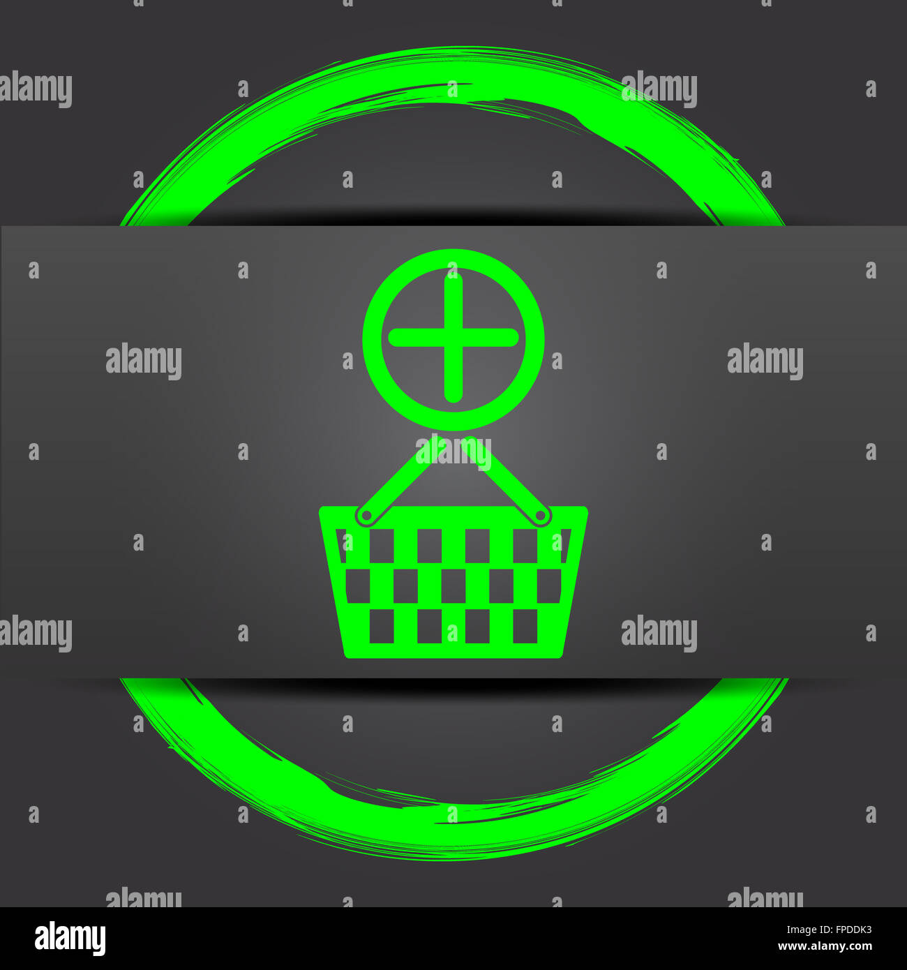 Add to basket icon. Internet button with green on grey background Stock ...