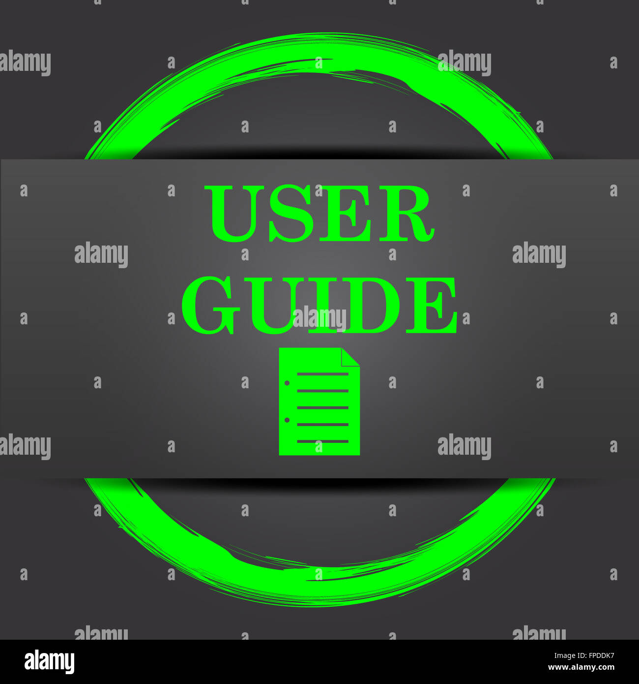 User guide icon. Internet button with green on grey background Stock ...