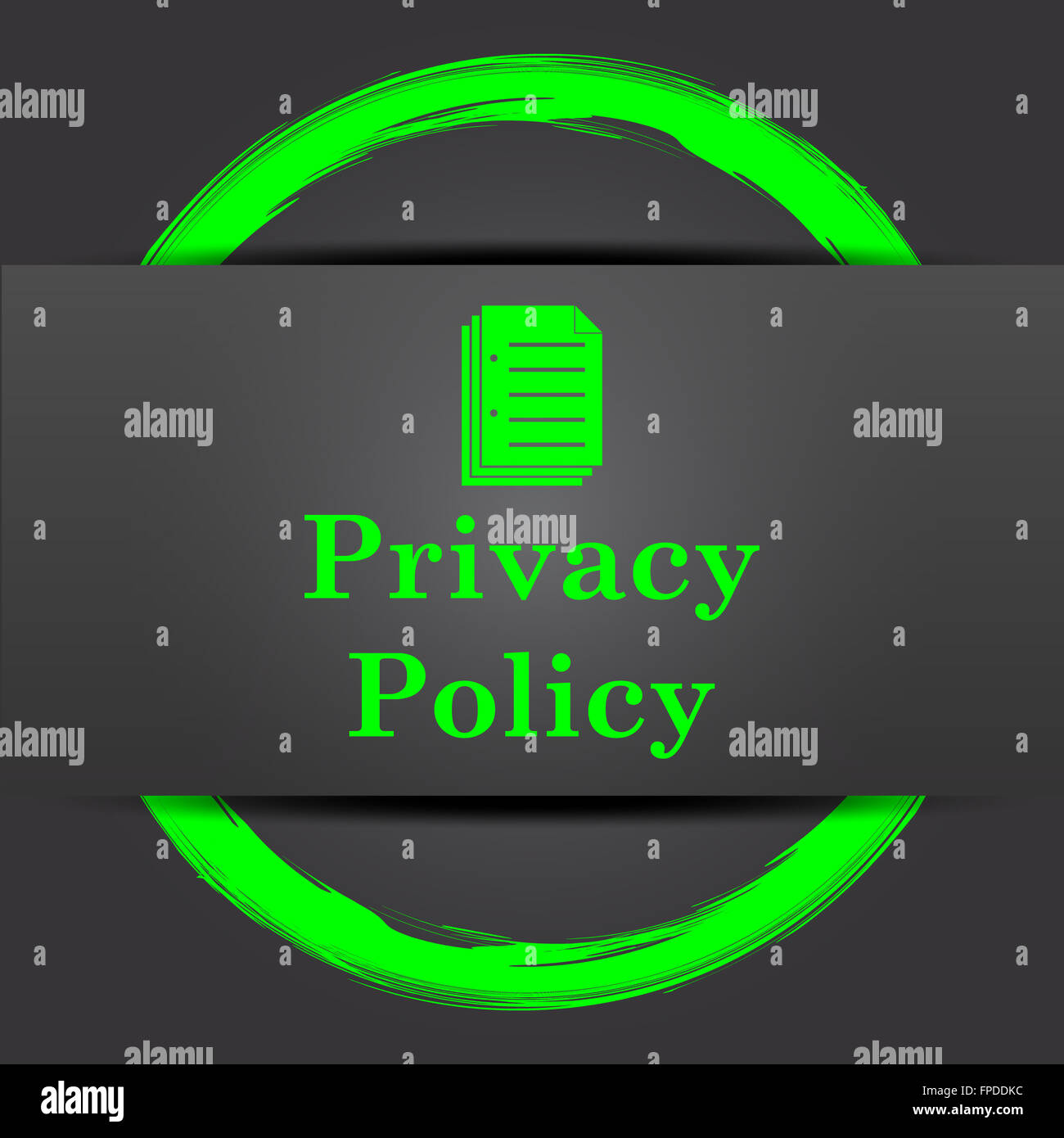 Privacy policy icon. Internet button with green on grey background ...