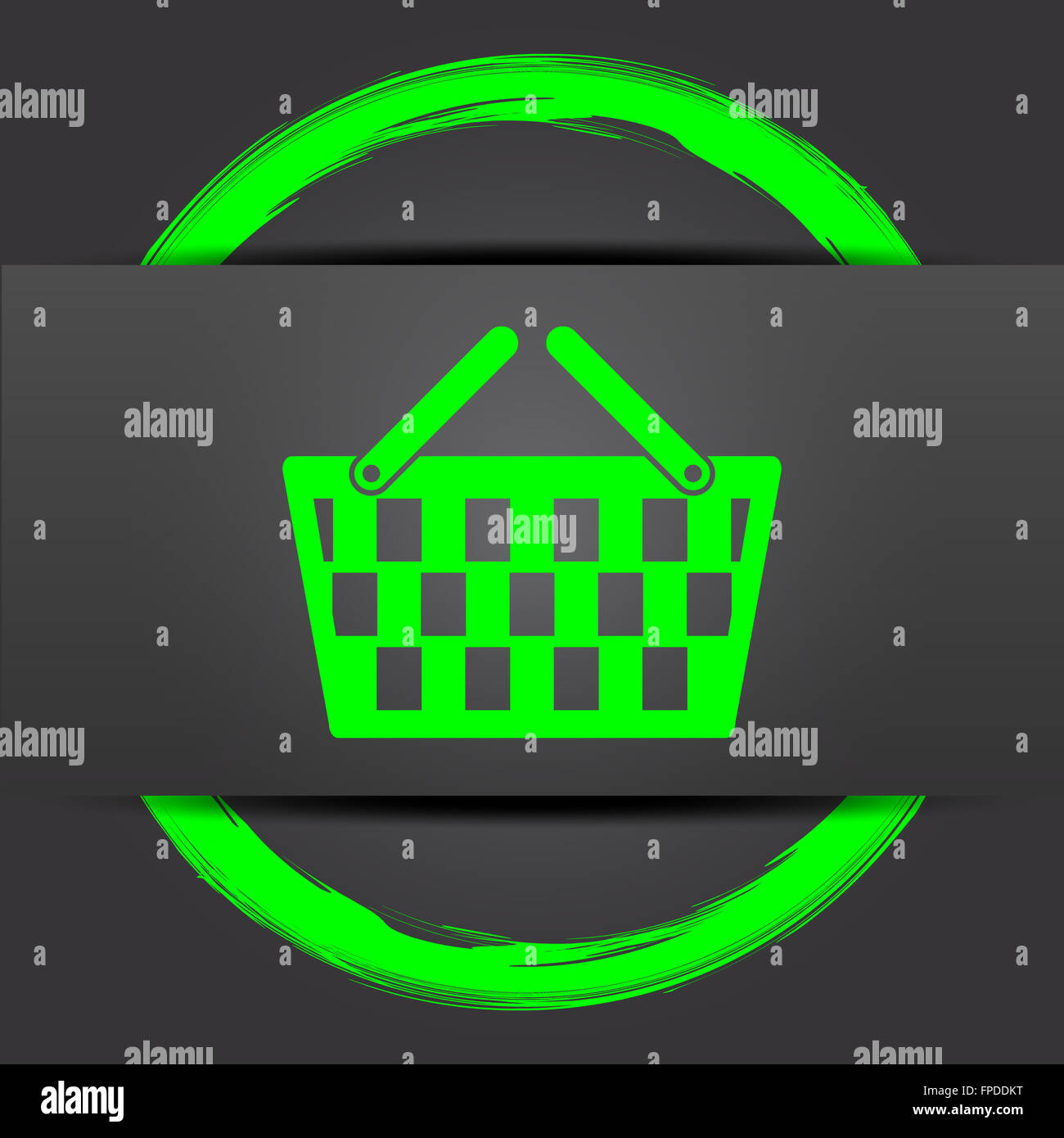 Shopping basket icon. Internet button with green on grey background ...