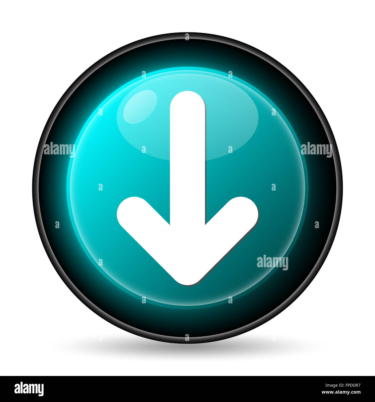 Down arrow icon. Internet button on white background Stock Photo - Alamy