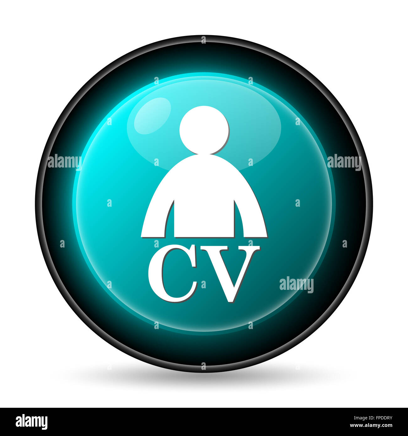 CV icon. Internet button on white background Stock Photo - Alamy