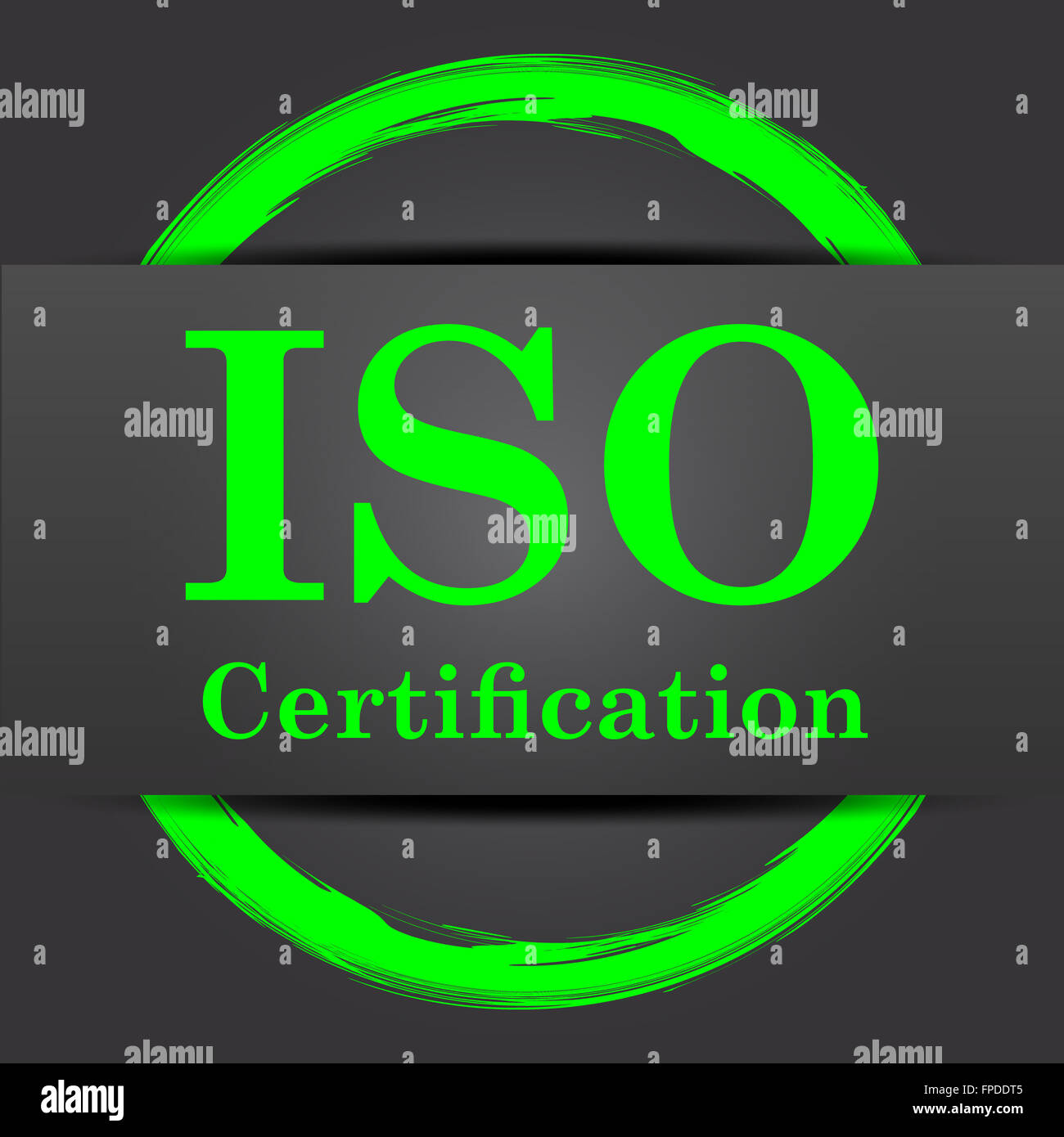 ISO certification icon. Internet button with green on grey background ...