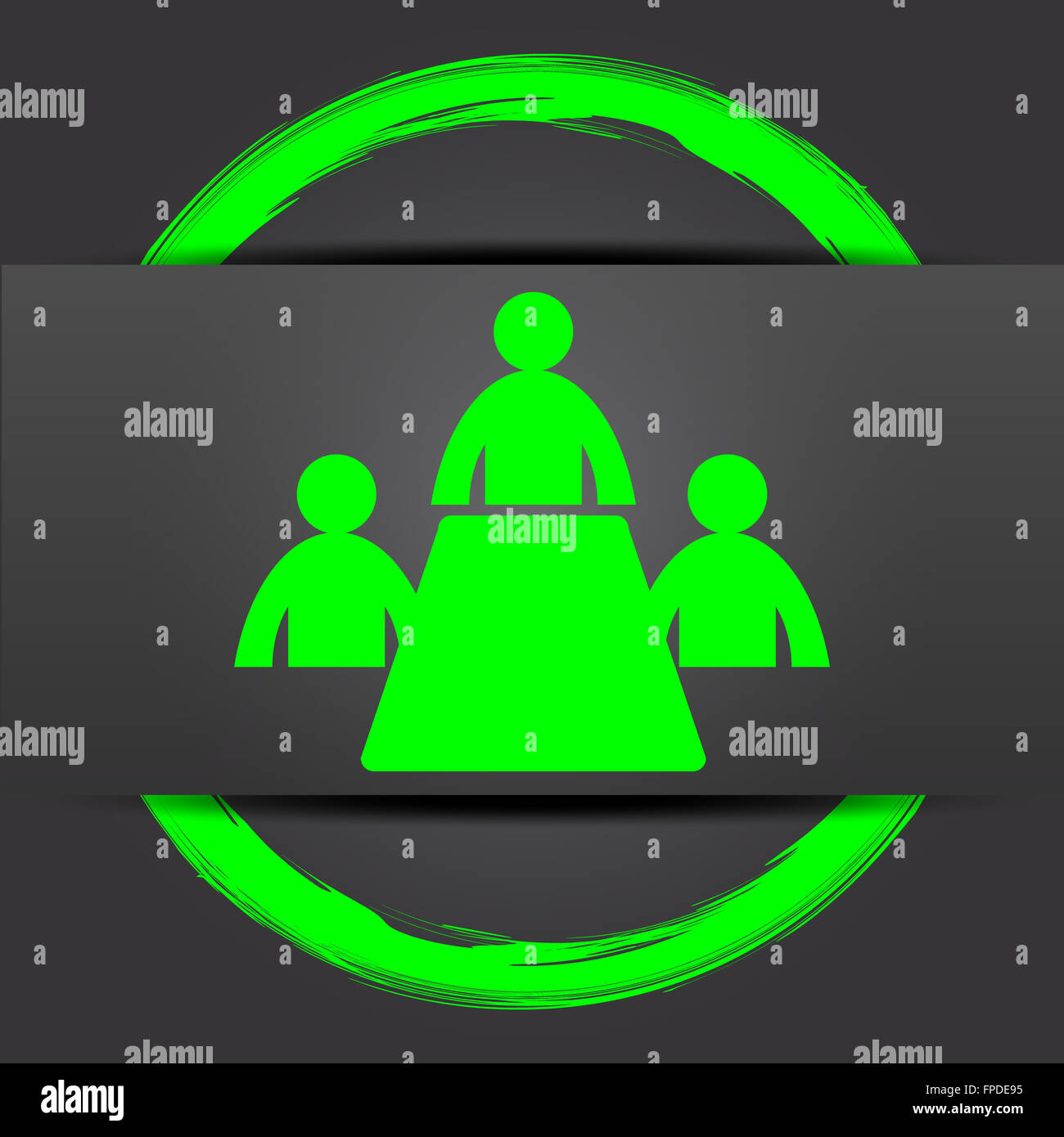 Meeting room icon. Internet button with green on grey background Stock ...