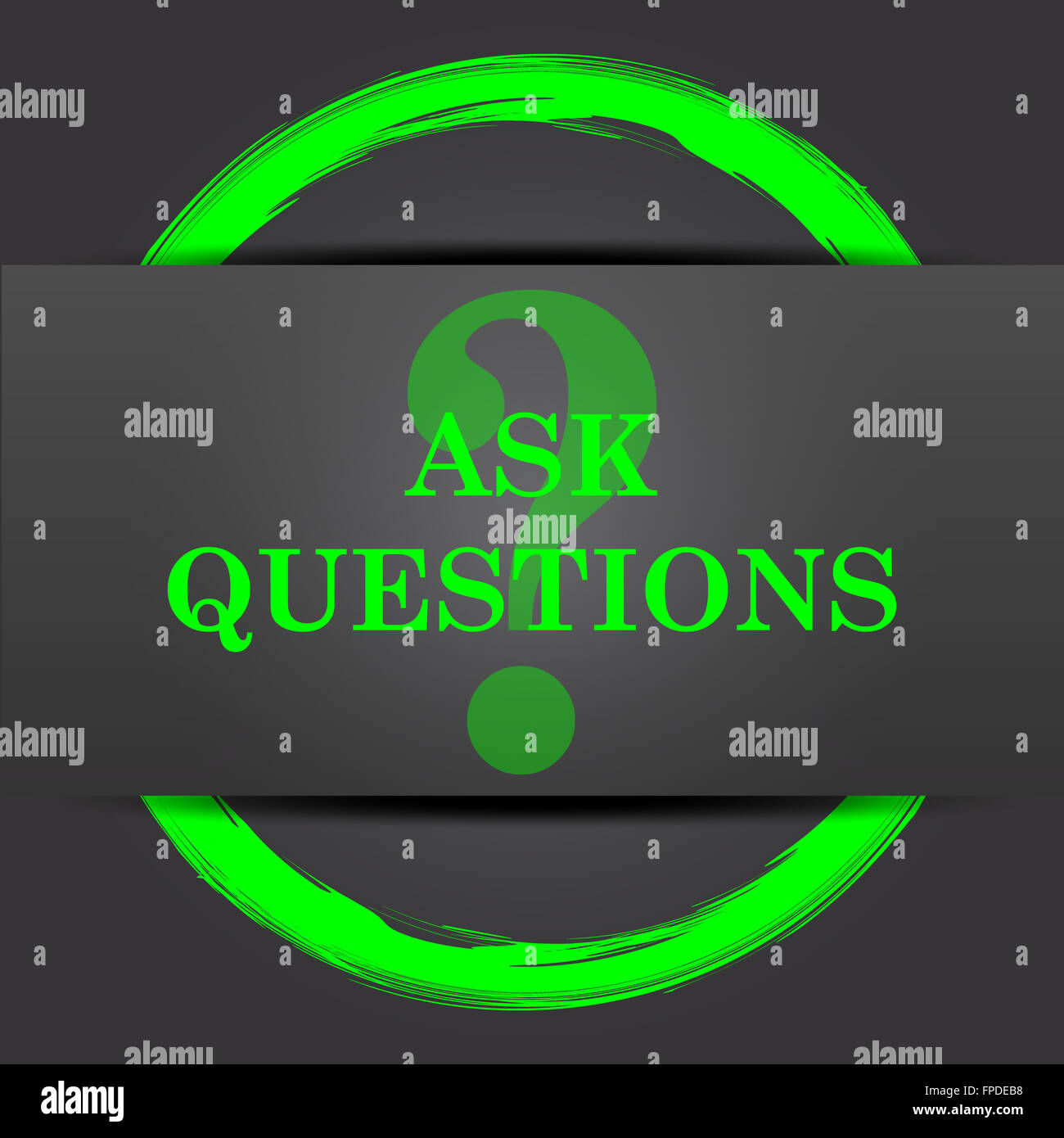 Ask questions icon. Internet button with green on grey background Stock ...