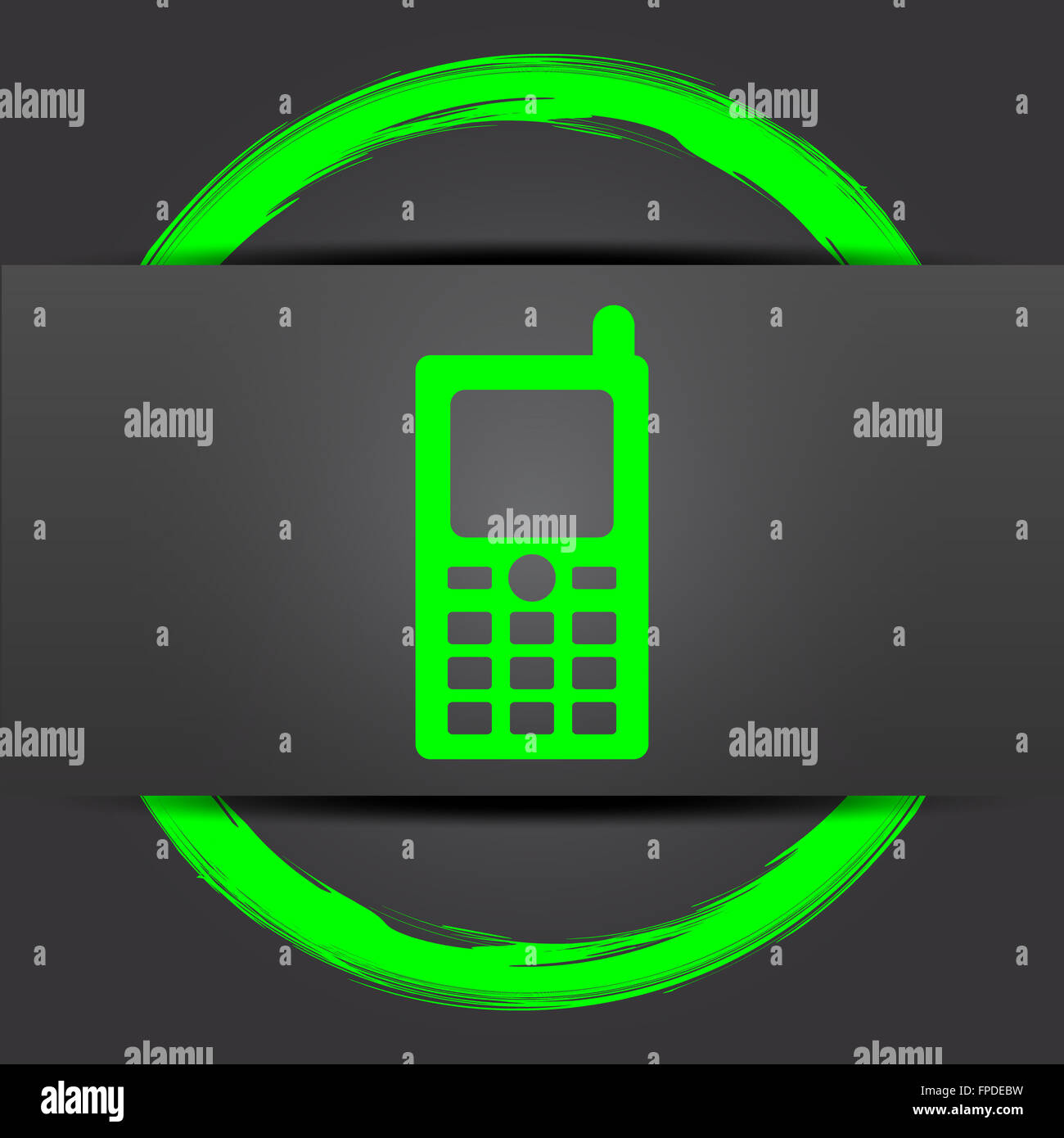 Mobile phone icon. Internet button with green on grey background Stock ...