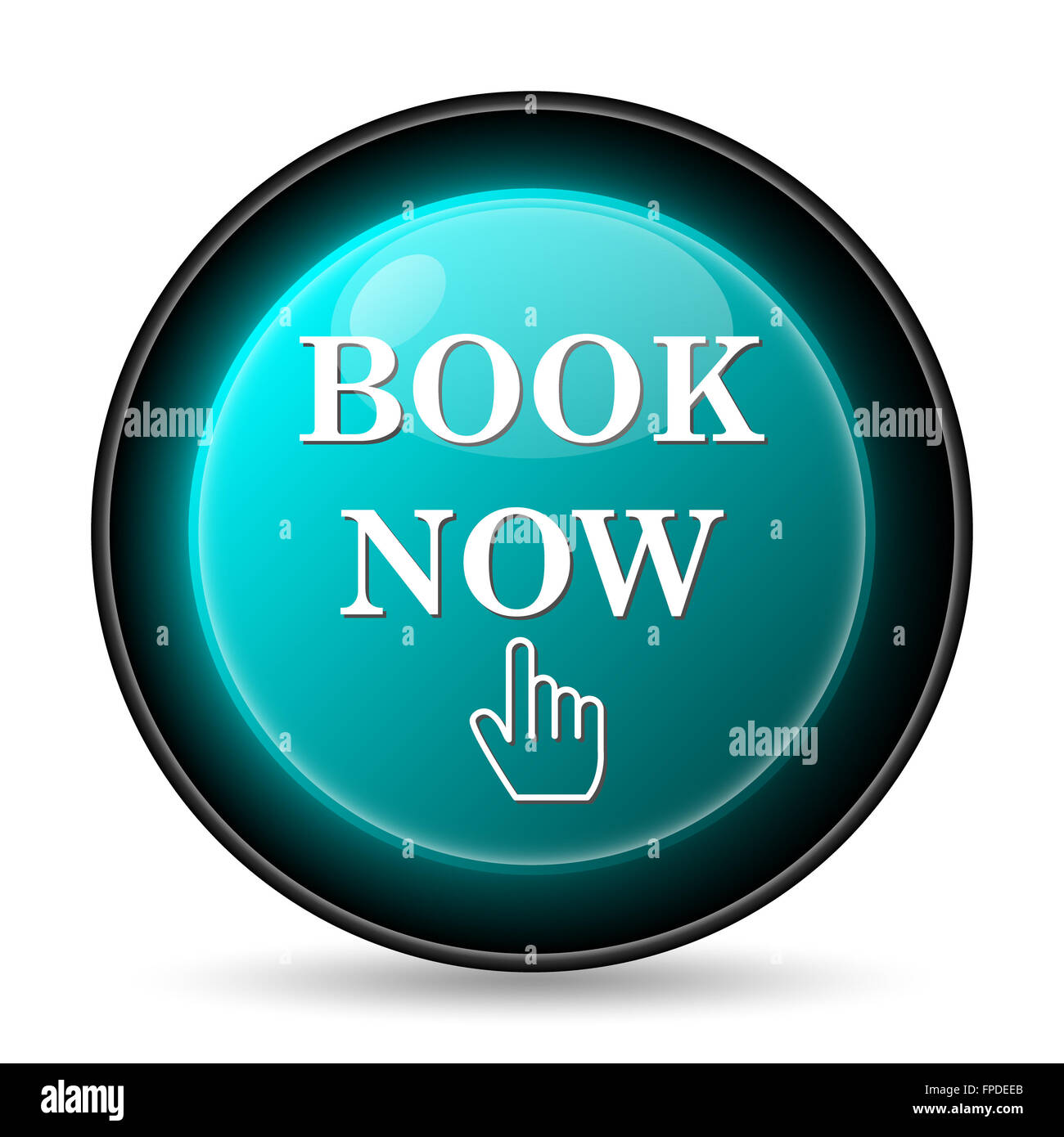 Book now icon. Internet button on white background Stock Photo - Alamy