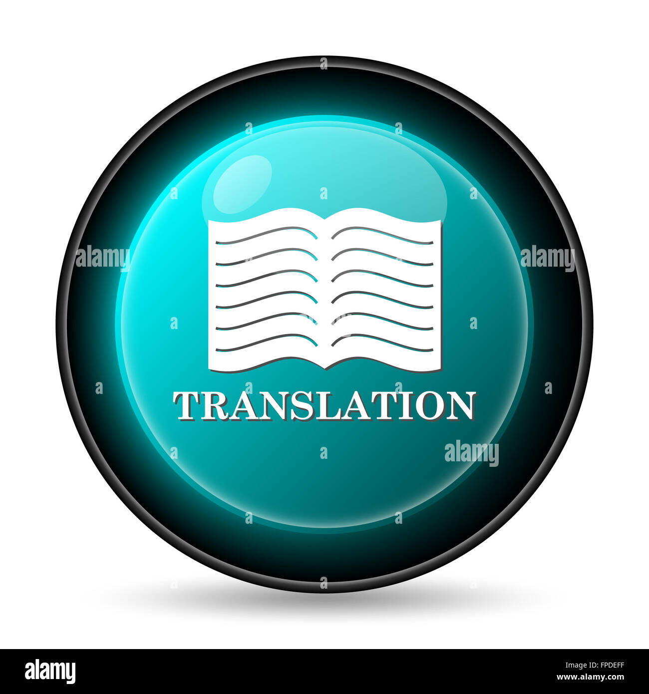 Translation book icon. Internet button on white background Stock Photo ...