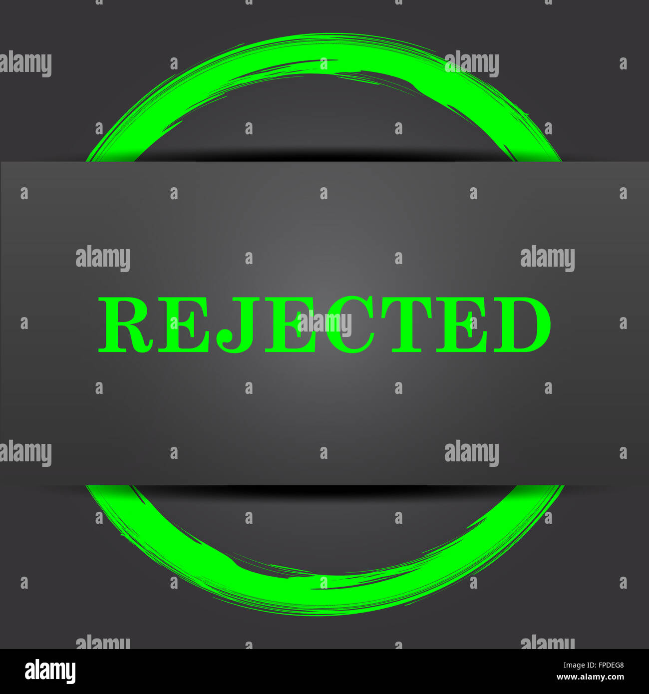 Rejected icon. Internet button with green on grey background Stock ...