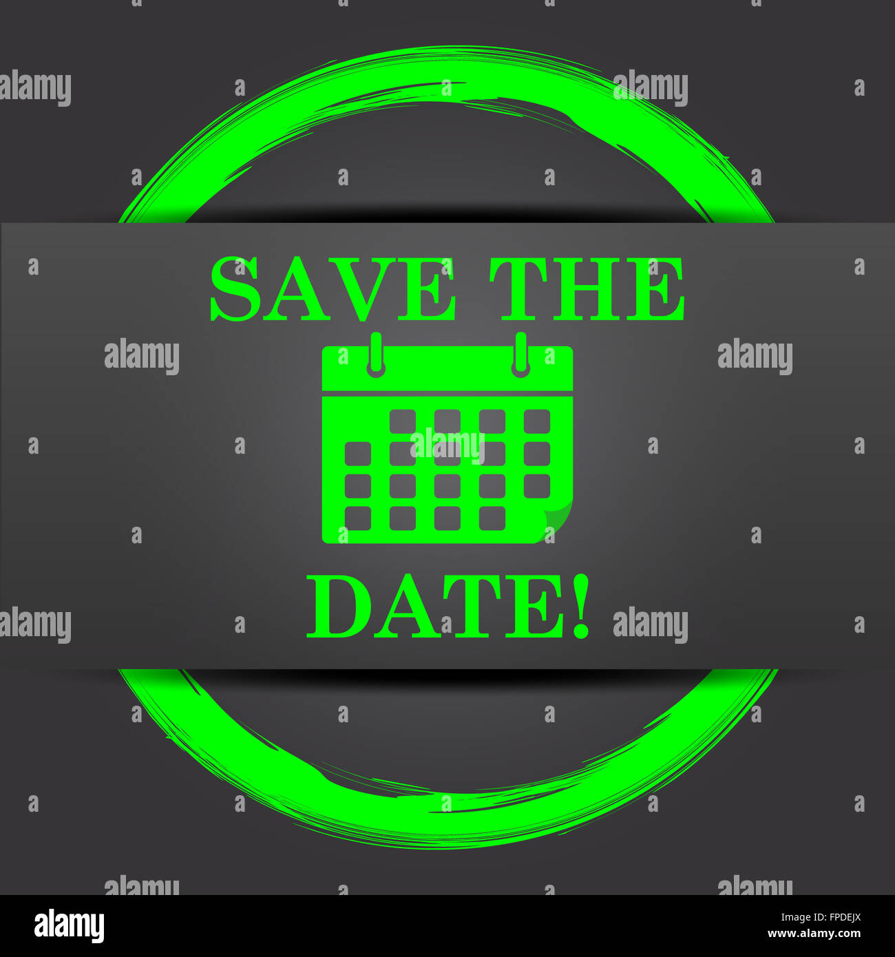 Save the date icon. Internet button with green on grey background Stock ...