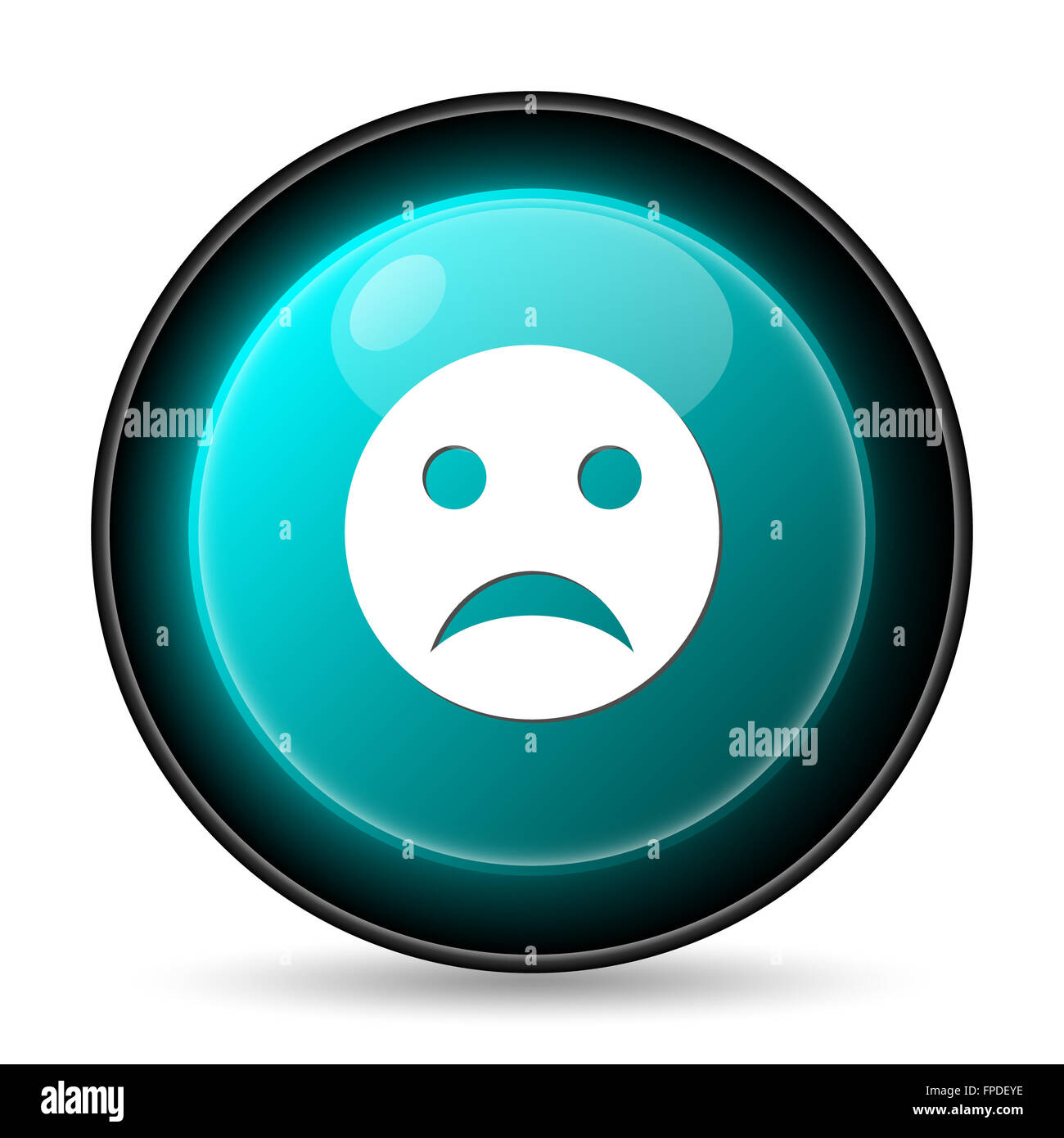 Sad smiley icon. Internet button on white background Stock Photo - Alamy