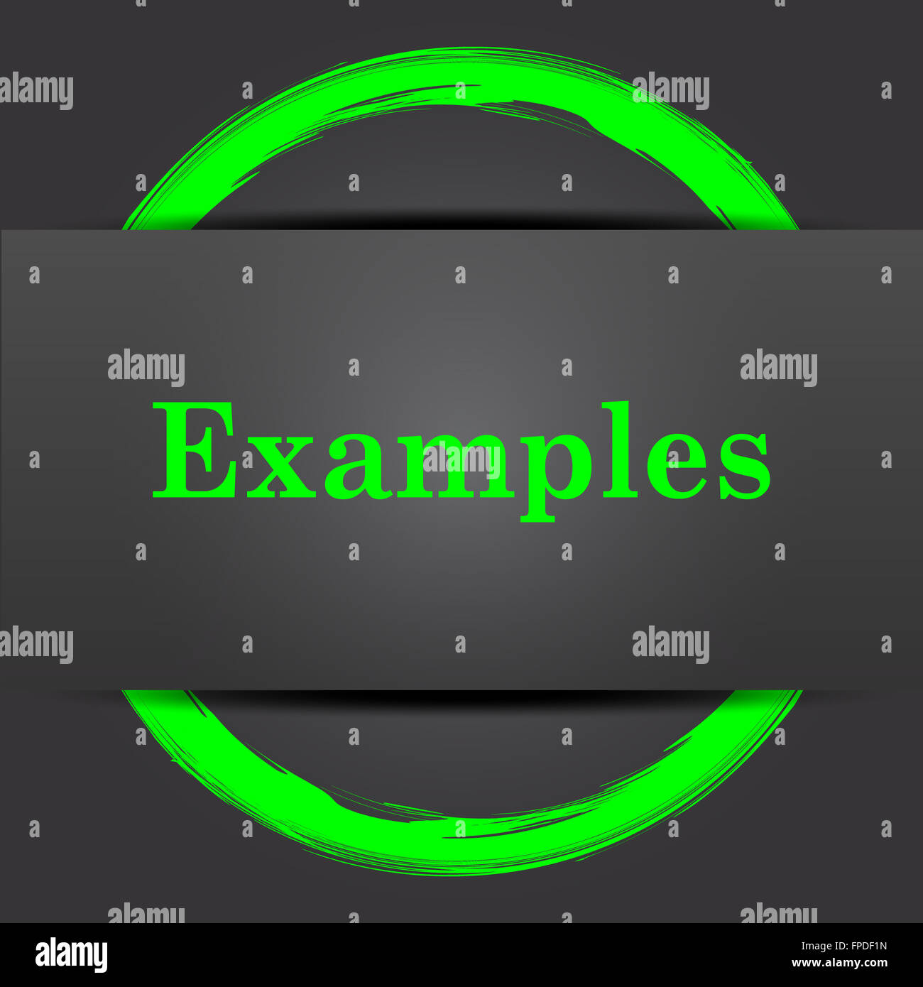 Examples icon. Internet button with green on grey background Stock ...