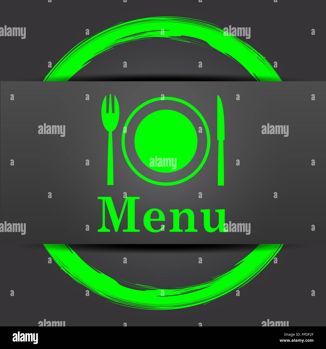 Menu icon. Internet button with green on grey background Stock Photo ...