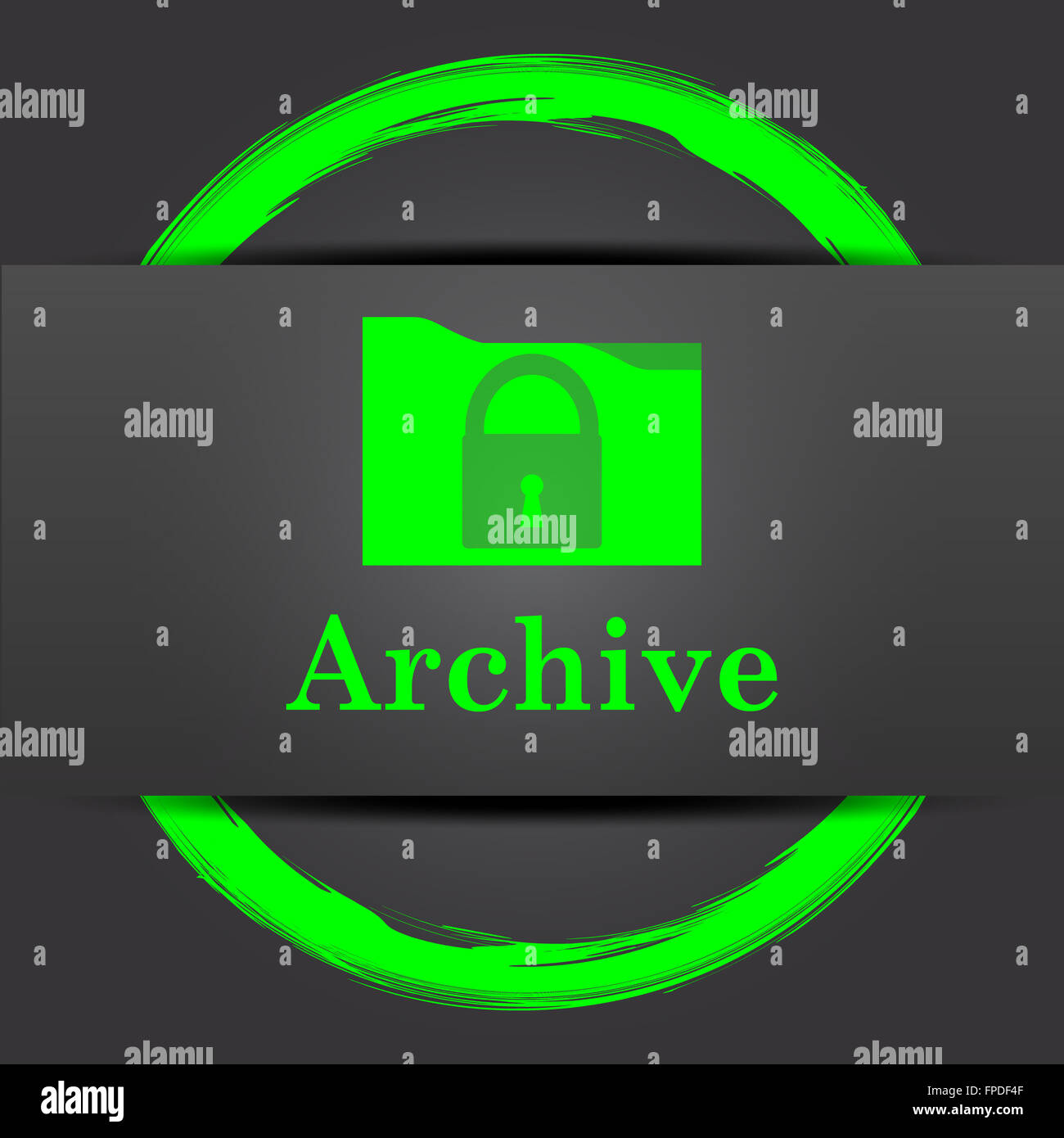 Archive icon. Internet button with green on grey background Stock Photo ...