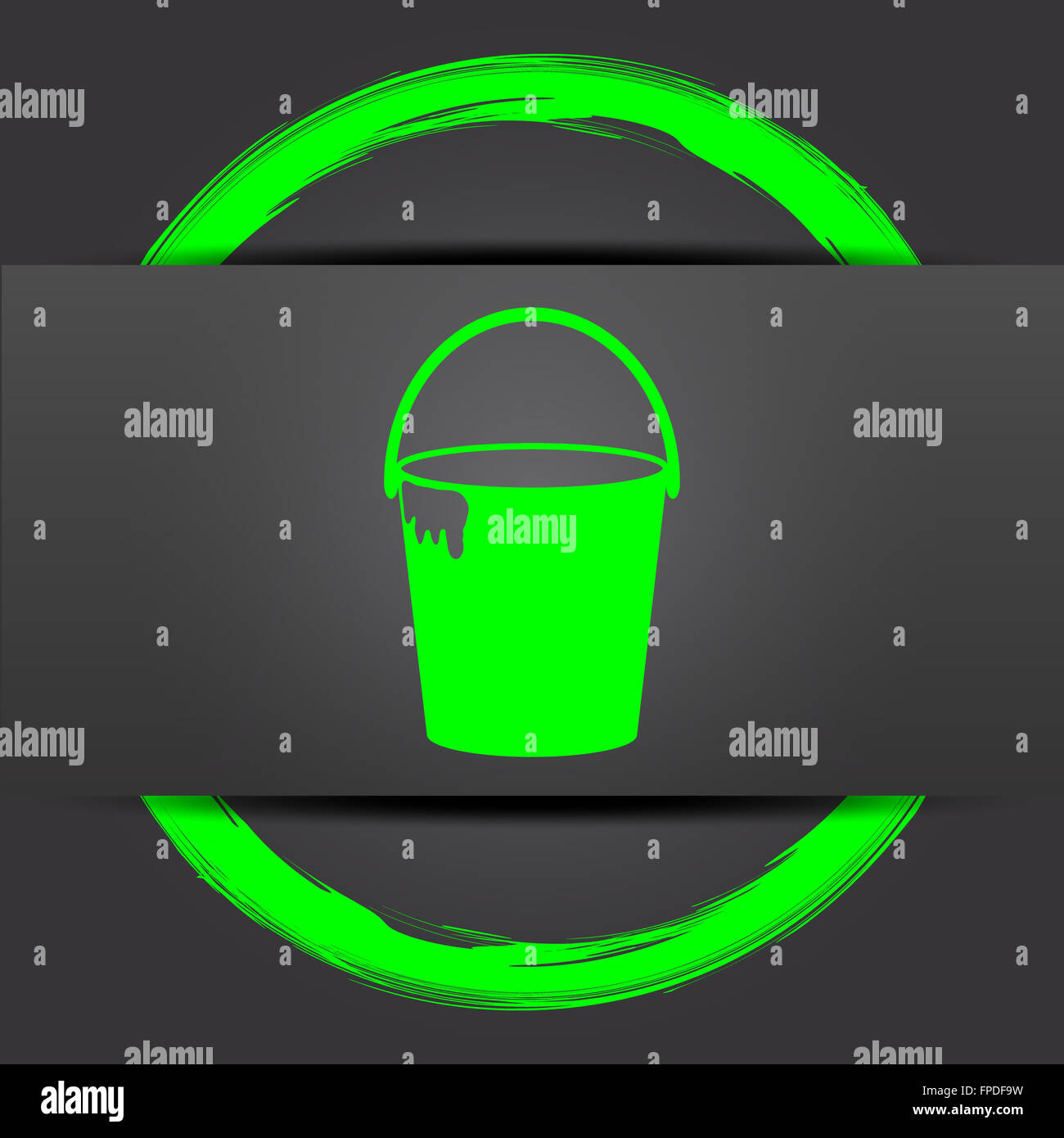 Bucket icon. Internet button with green on grey background Stock Photo ...
