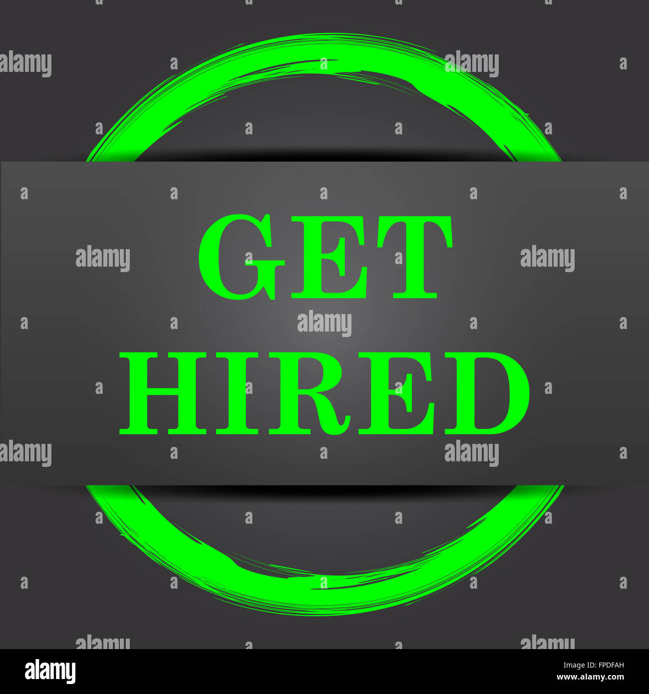 Get hired icon. Internet button with green on grey background Stock ...