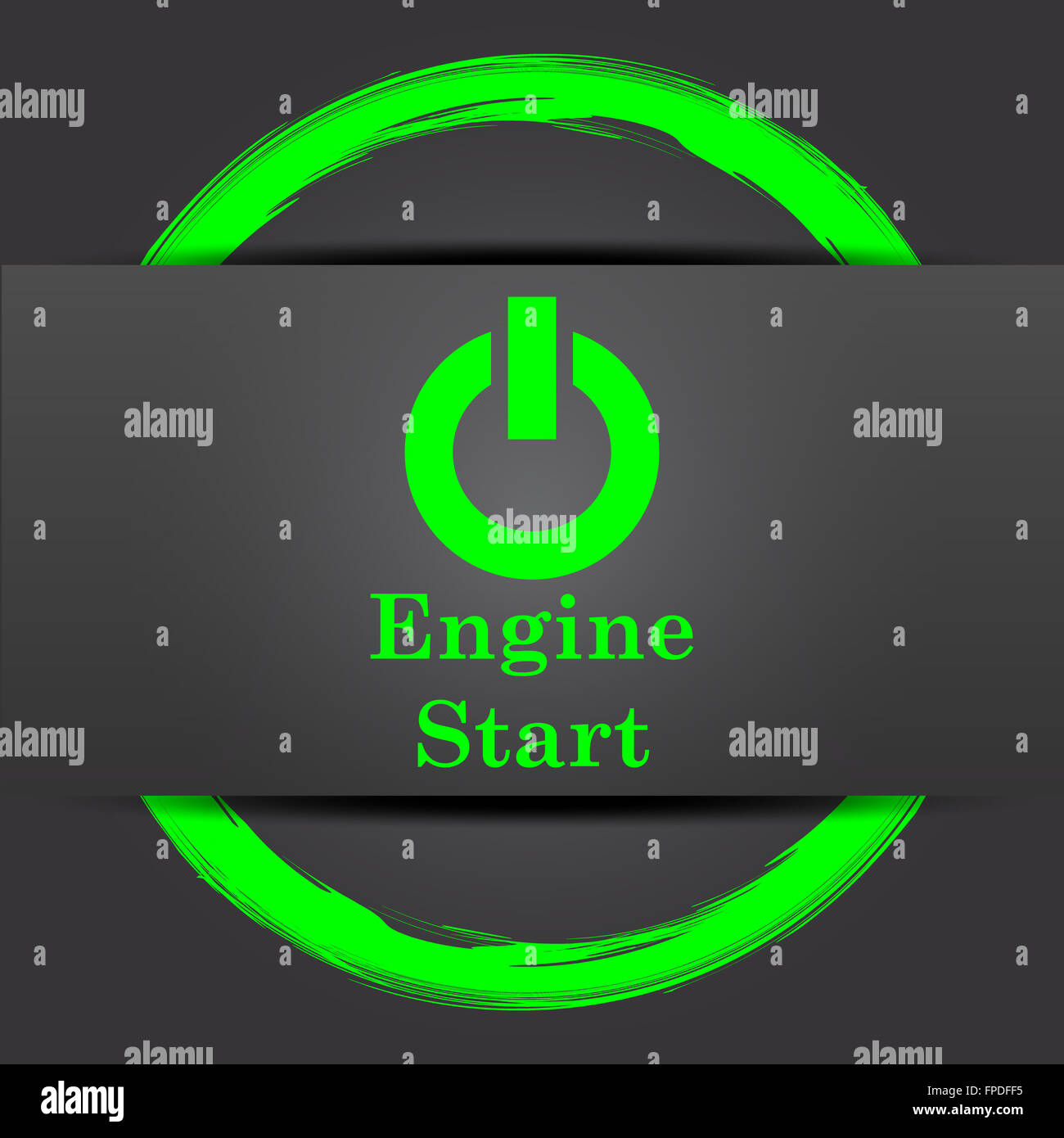 Engine start icon. Internet button with green on grey background Stock ...