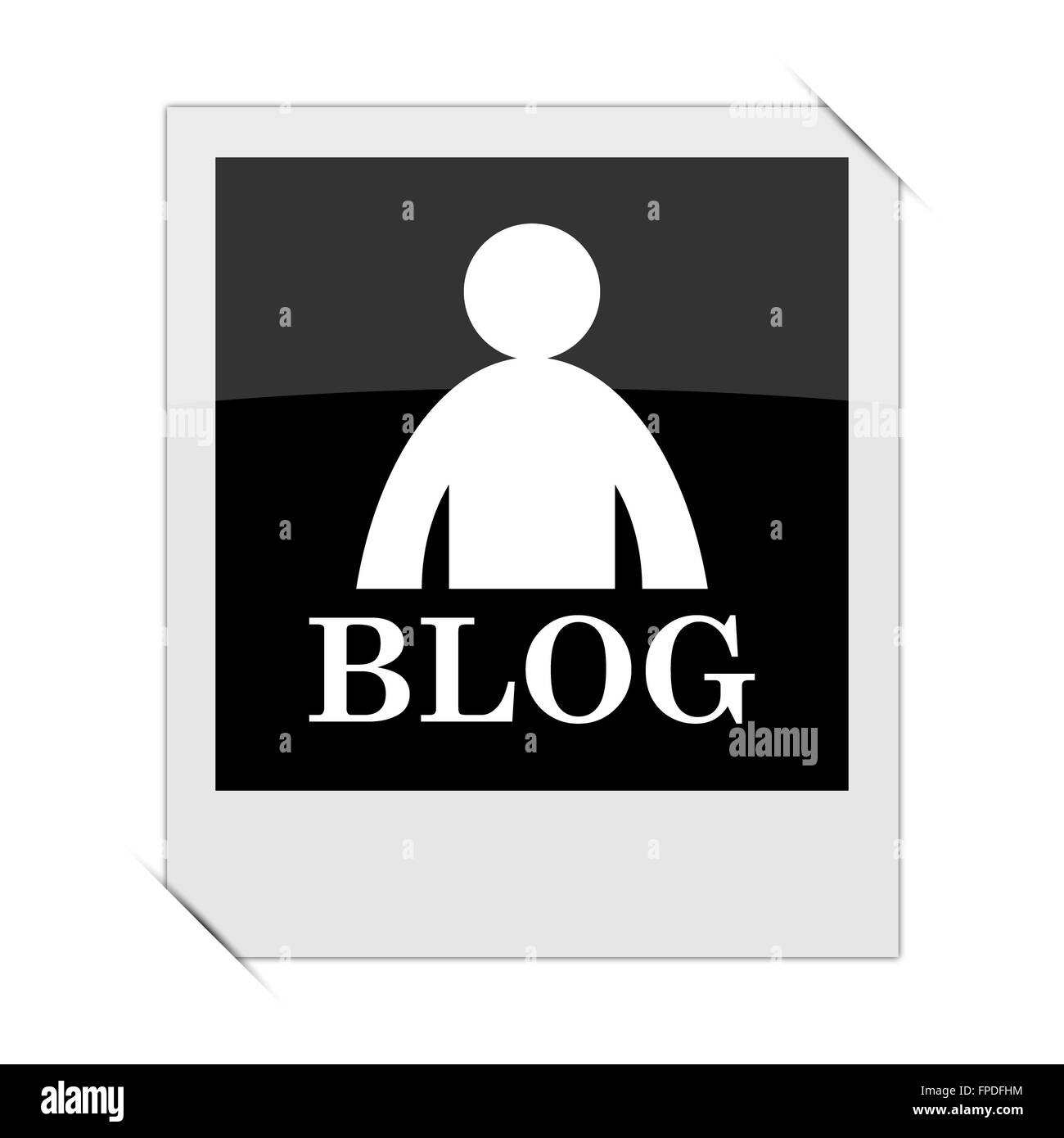 Blog icon within a photo on white background Stock Photo - Alamy