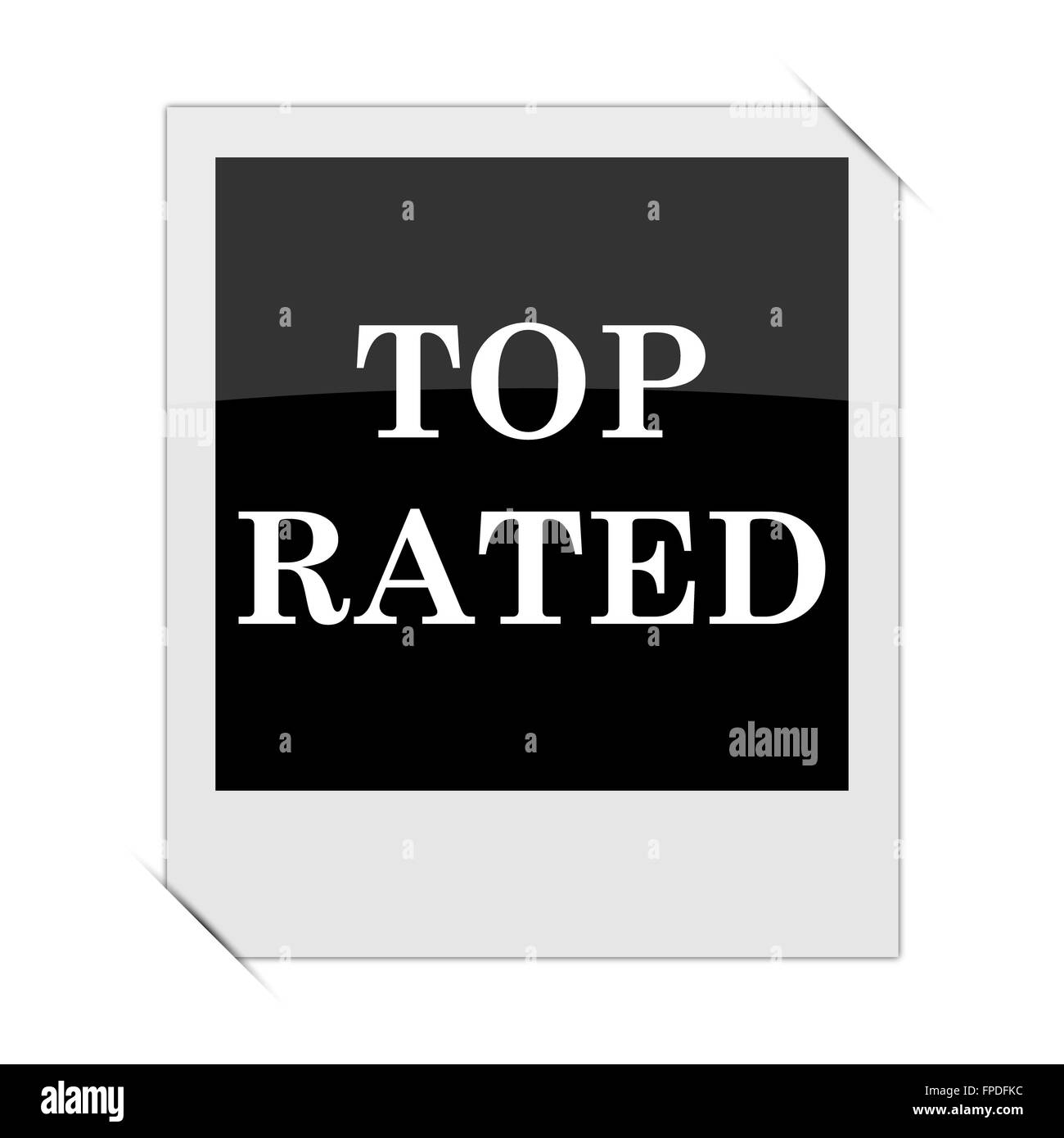 Top rated icon within a photo on white background Stock Photo - Alamy