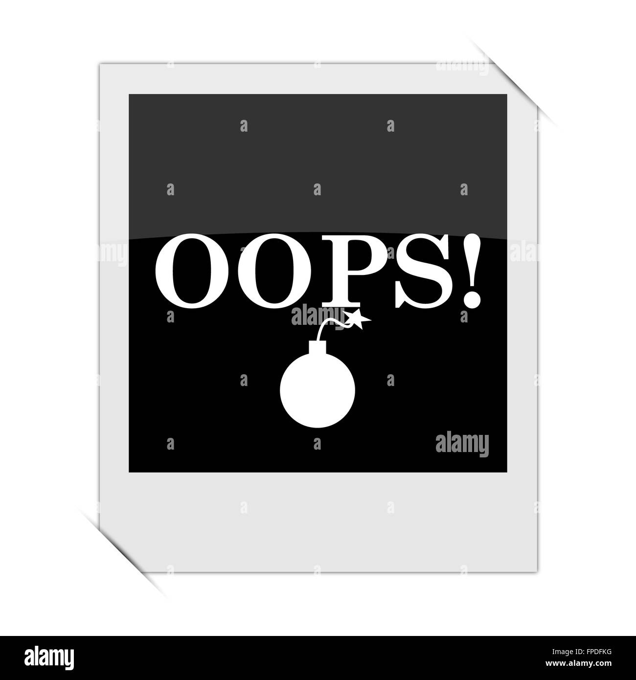 Oops icon within a photo on white background Stock Photo - Alamy