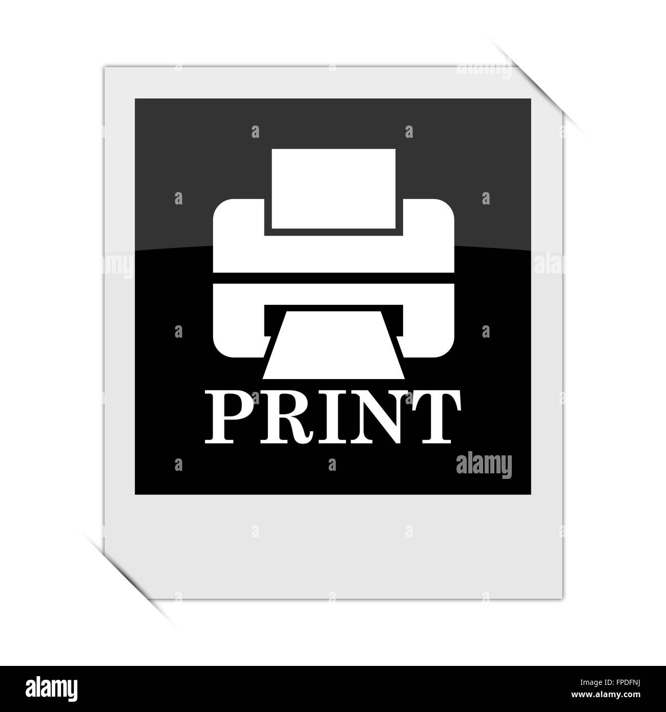Printer with word PRINT icon within a photo on white background Stock ...