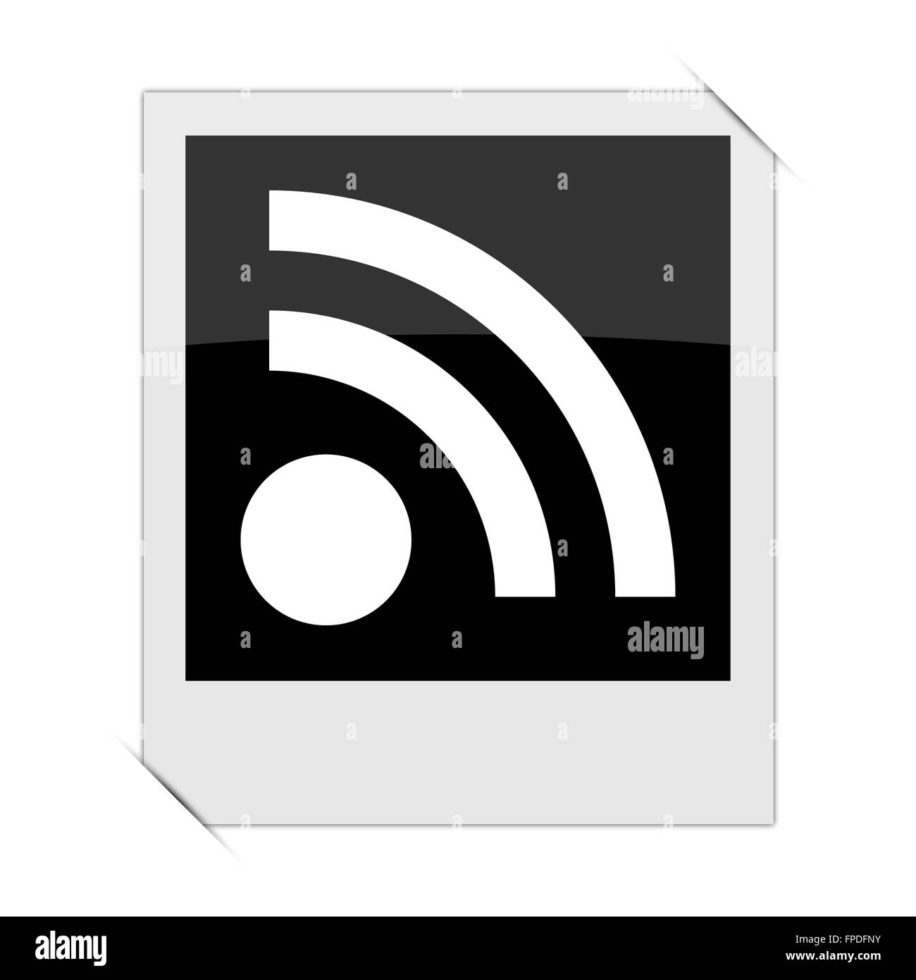 Rss sign icon within a photo on white background Stock Photo - Alamy