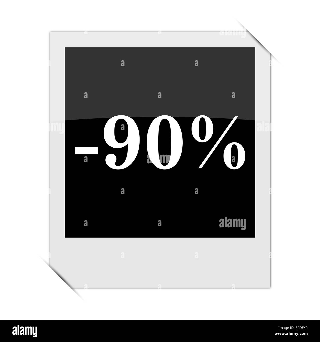 90 percent discount icon within a photo on white background Stock Photo ...