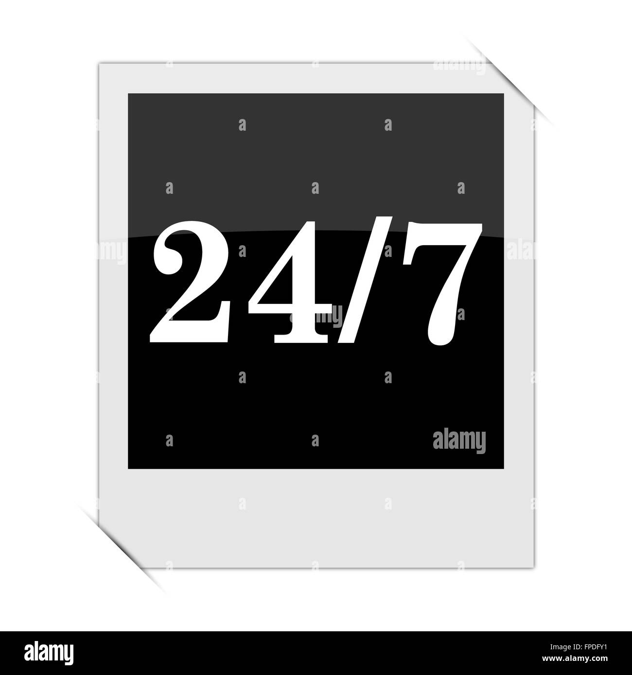 24 7 icon within a photo on white background Stock Photo - Alamy