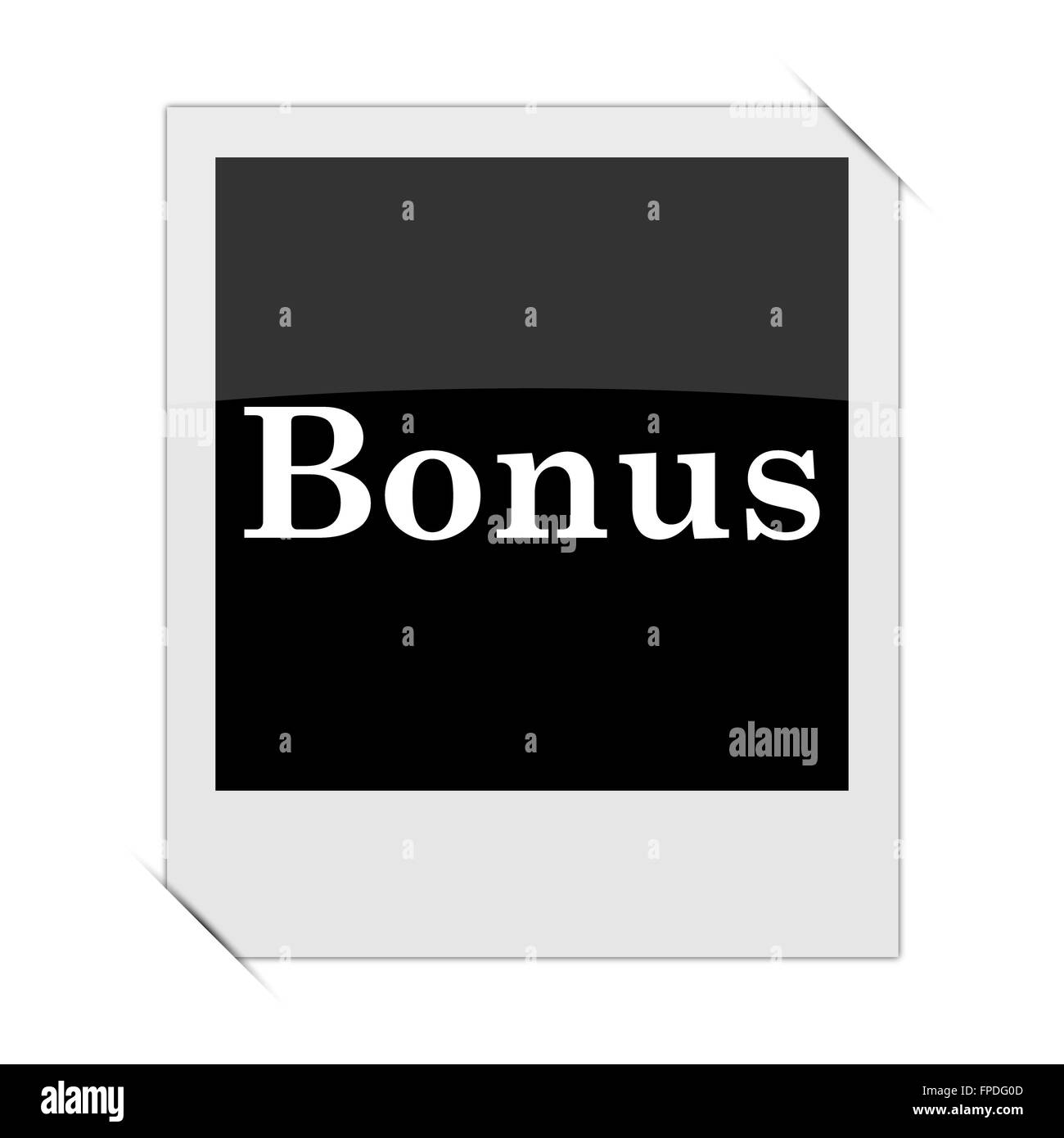 Bonus icon within a photo on white background Stock Photo - Alamy