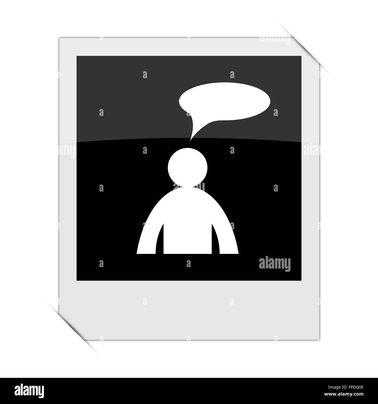 Comments icon within a photo on white background - man with bubble ...