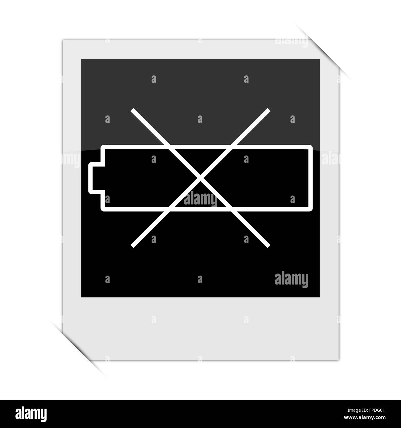 Empty battery icon within a photo on white background Stock Photo - Alamy