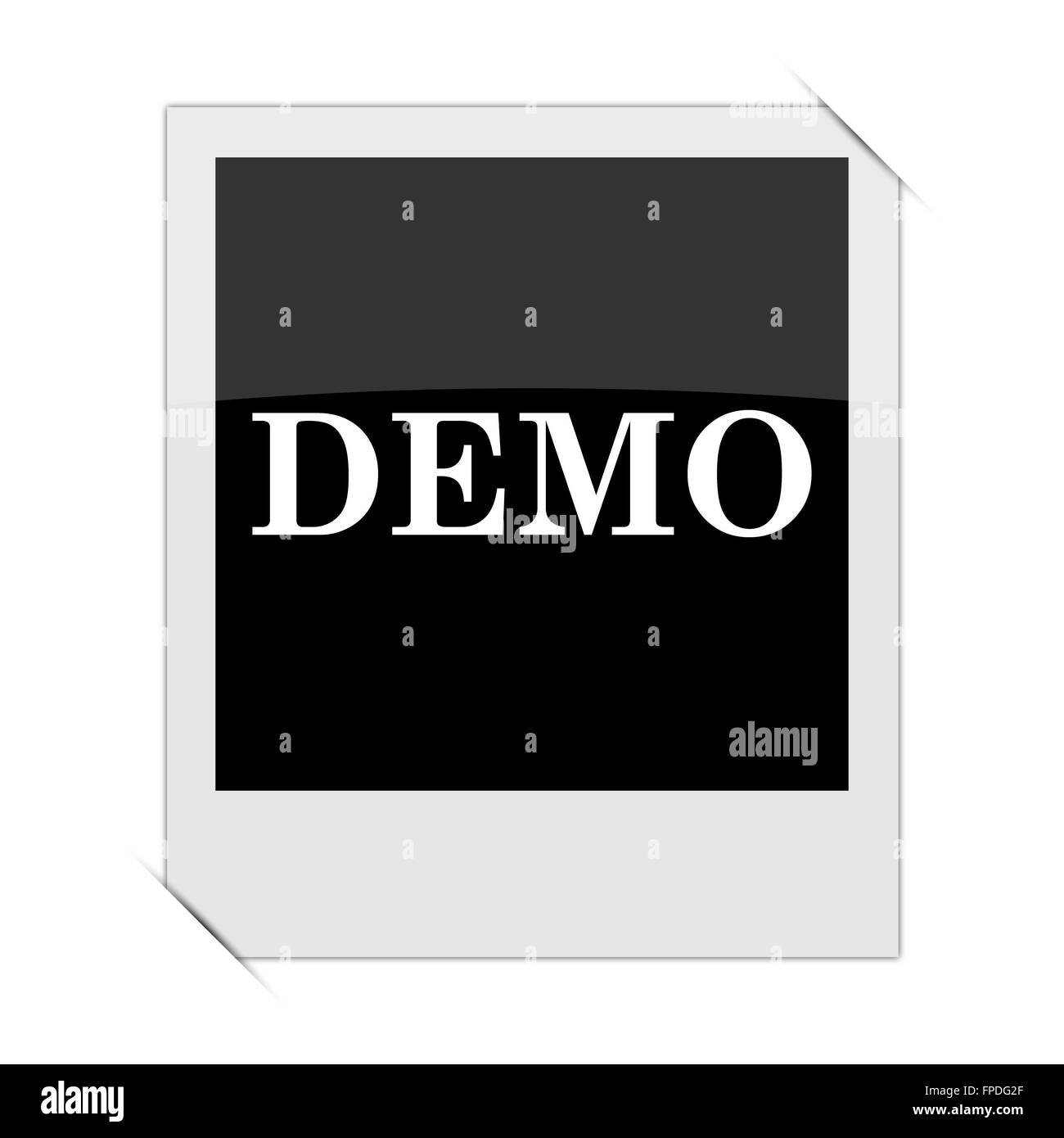 Demo icon within a photo on white background Stock Photo - Alamy