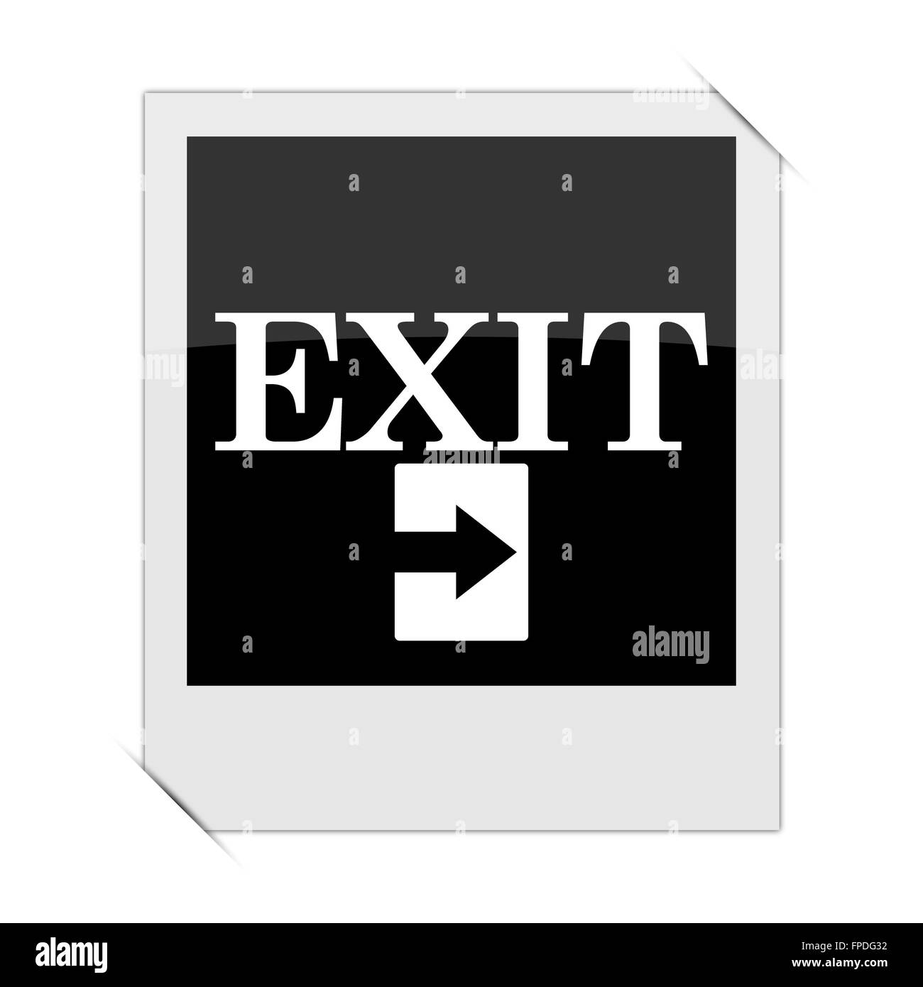 Exit icon within a photo on white background Stock Photo - Alamy