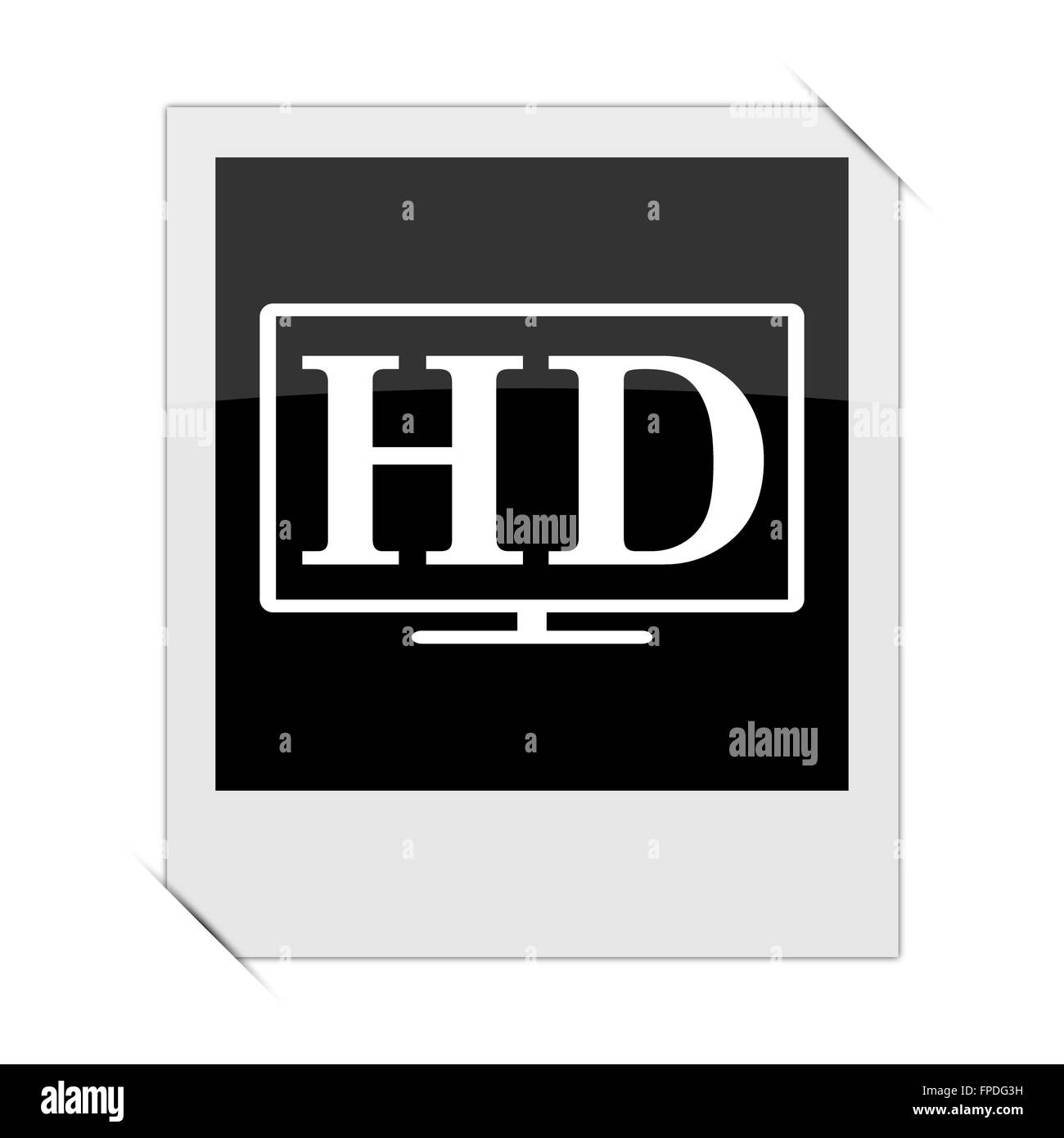 HD TV icon within a photo on white background Stock Photo - Alamy