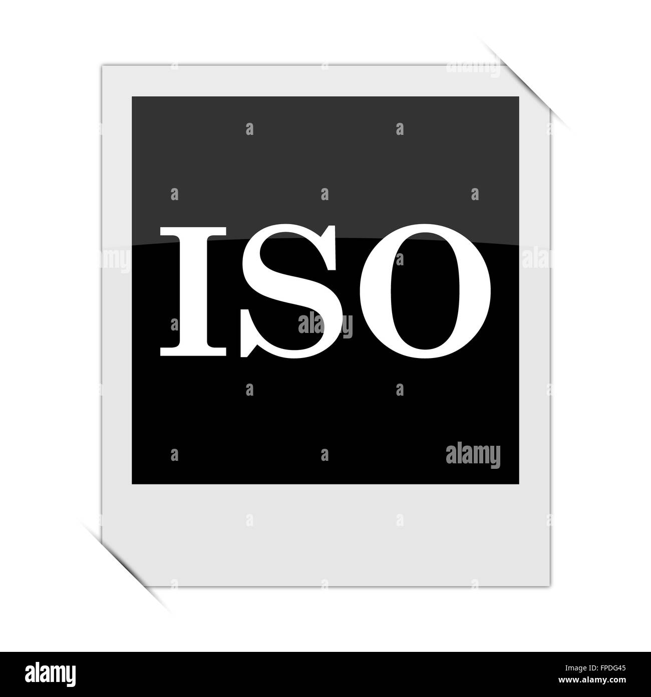ISO icon within a photo on white background Stock Photo - Alamy